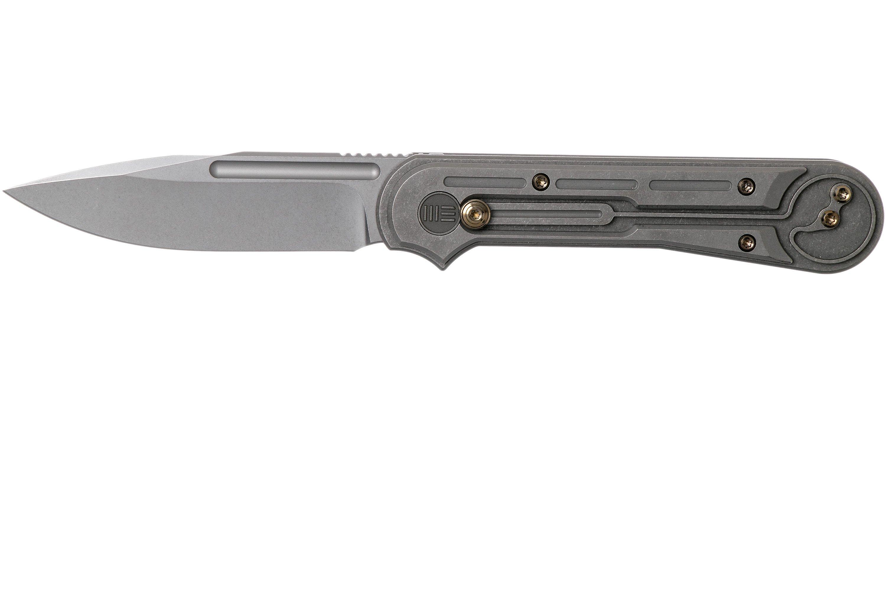 WE Knife Double Helix 815F pocket knife, Grey Handle, Stonewashed Blade ...