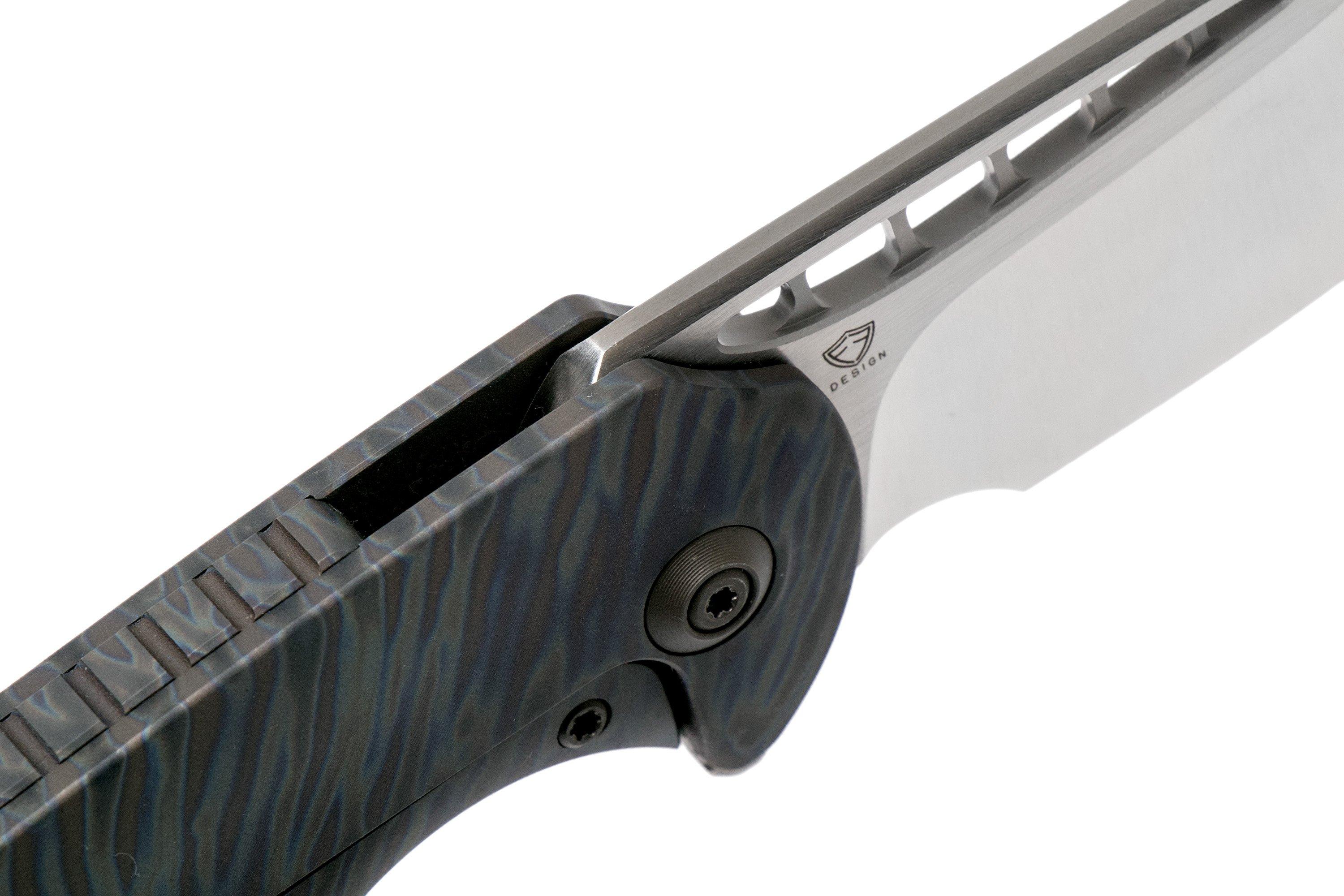 WE Knife 911B Malice marble blue pocket knife, Ferrum Forge Knives ...