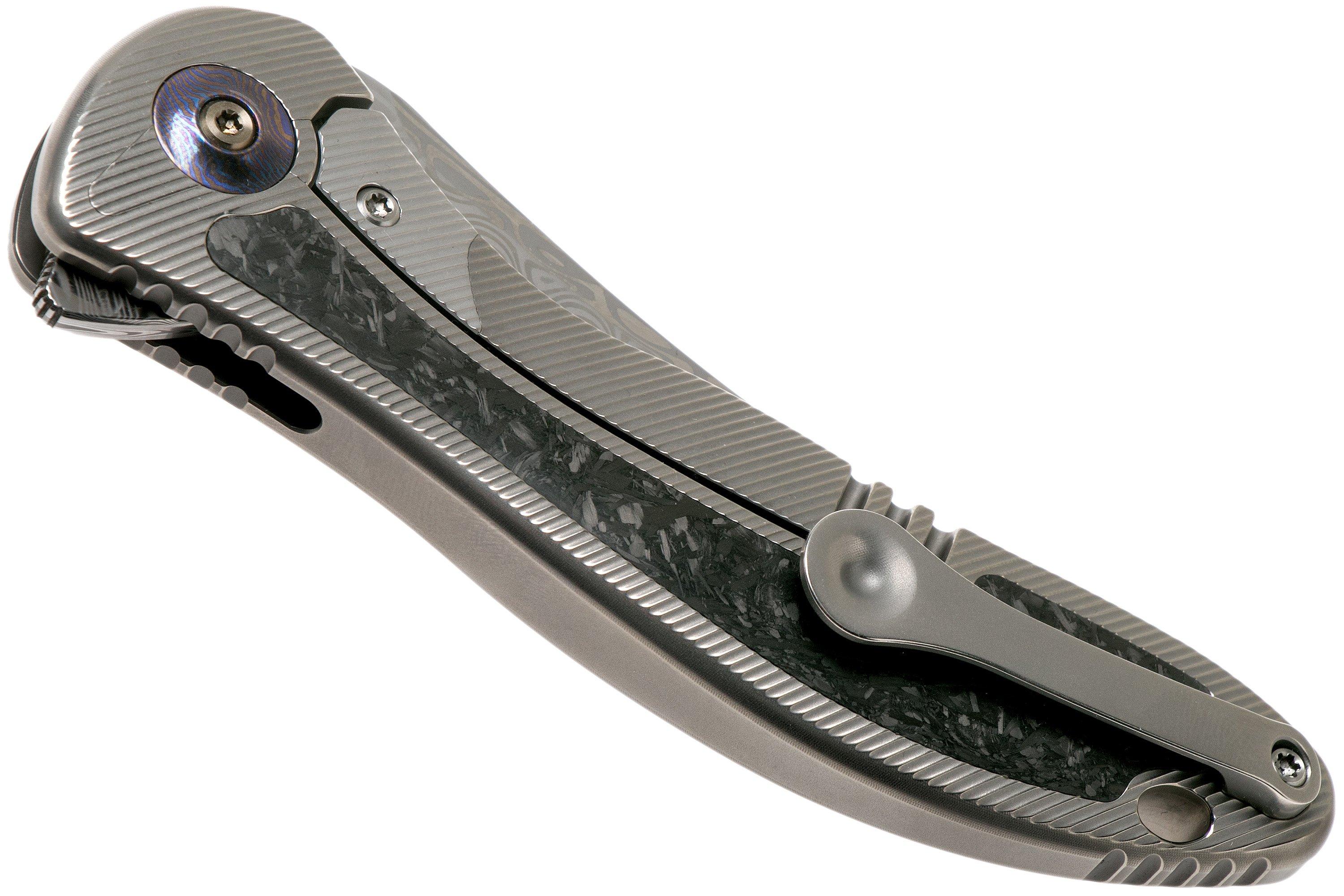WE Knife 912CF-DS1 Synergy2 Damasteel Shredded Carbon fibre pocket ...