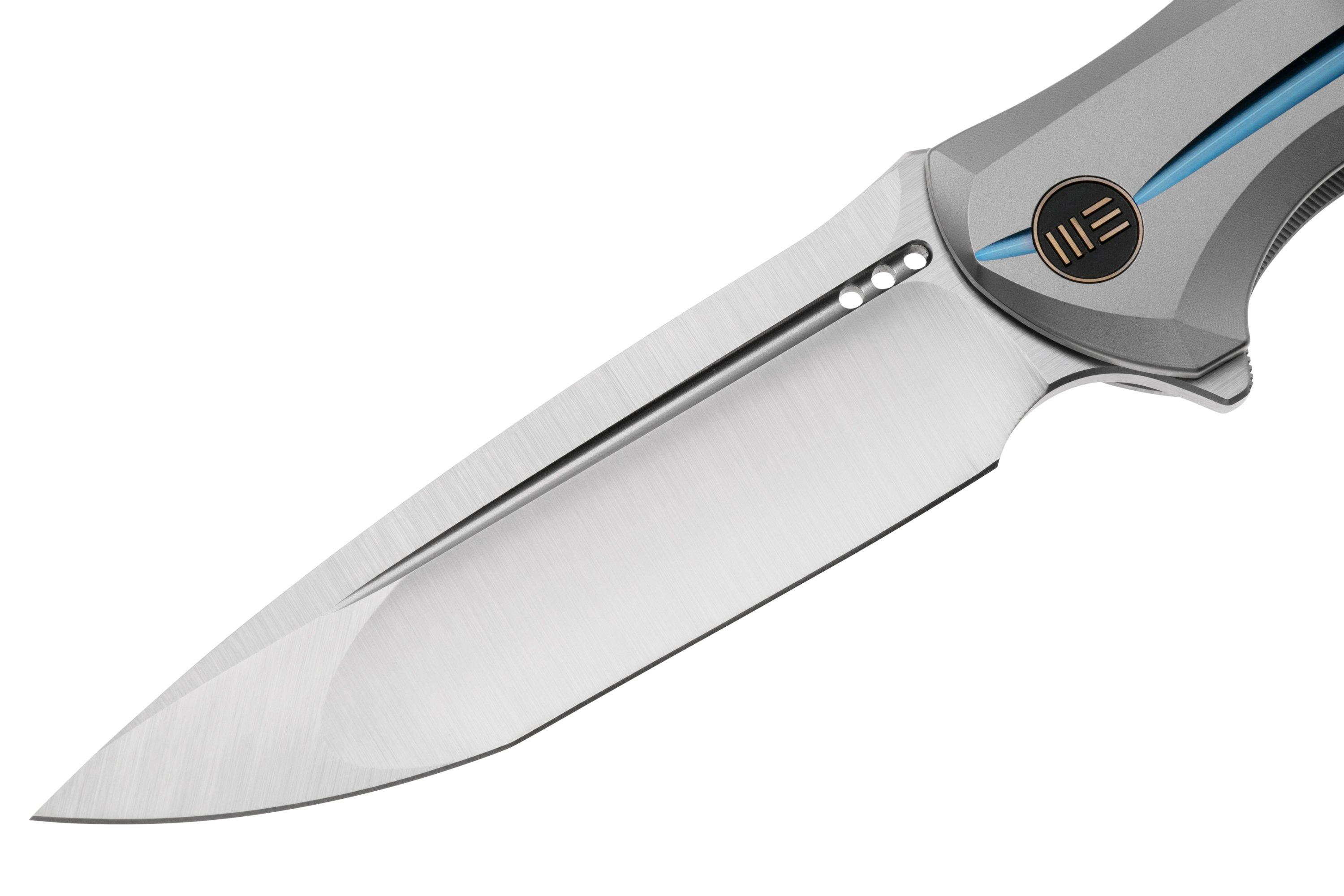 WE Knife 601X, WE01J-2 Gray Titanium Blue Groove, Hand Polished Satin ...