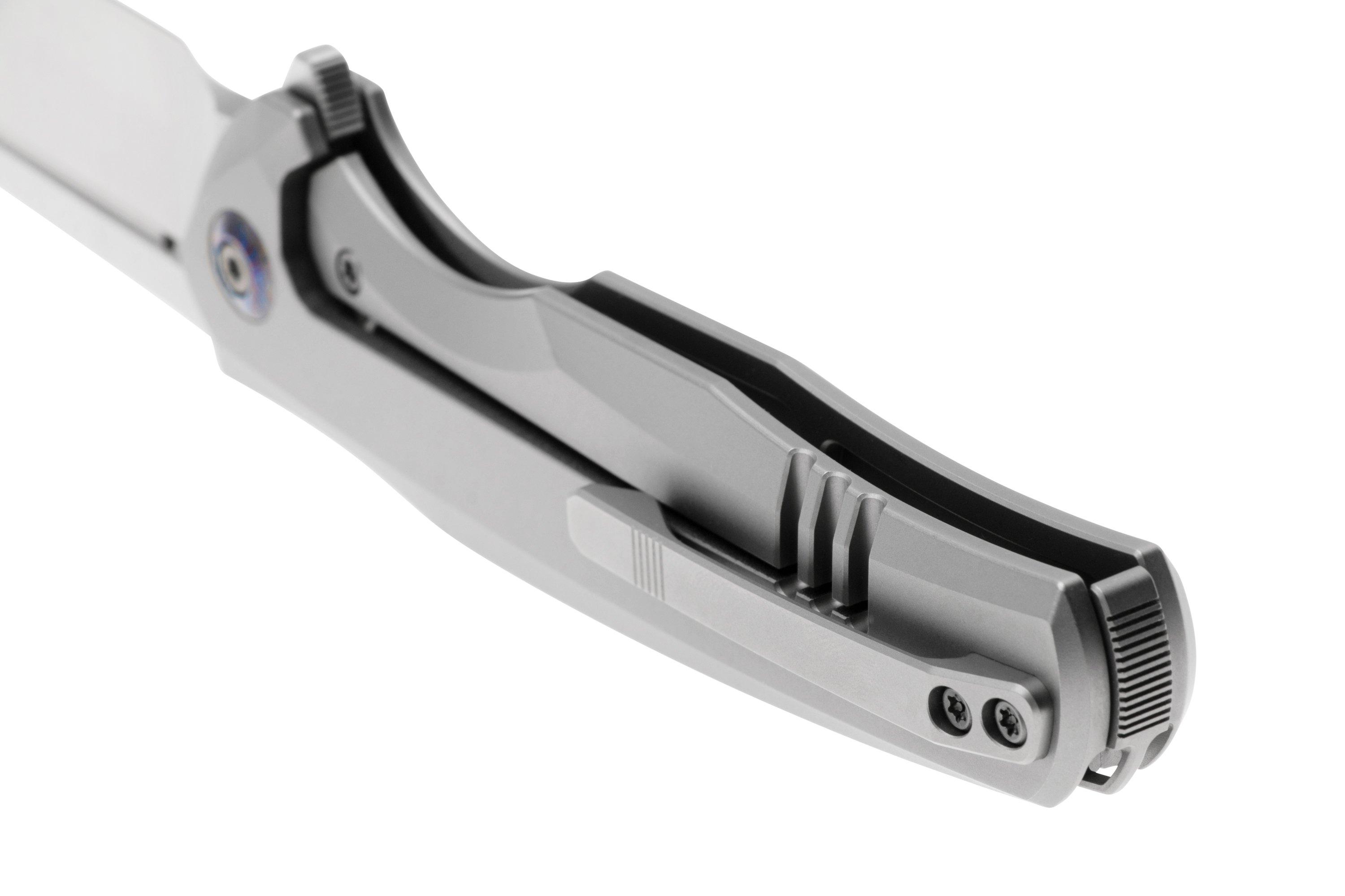 WE Knife 601X, WE01J-2 Gray Titanium Blue Groove, Hand Polished Satin ...
