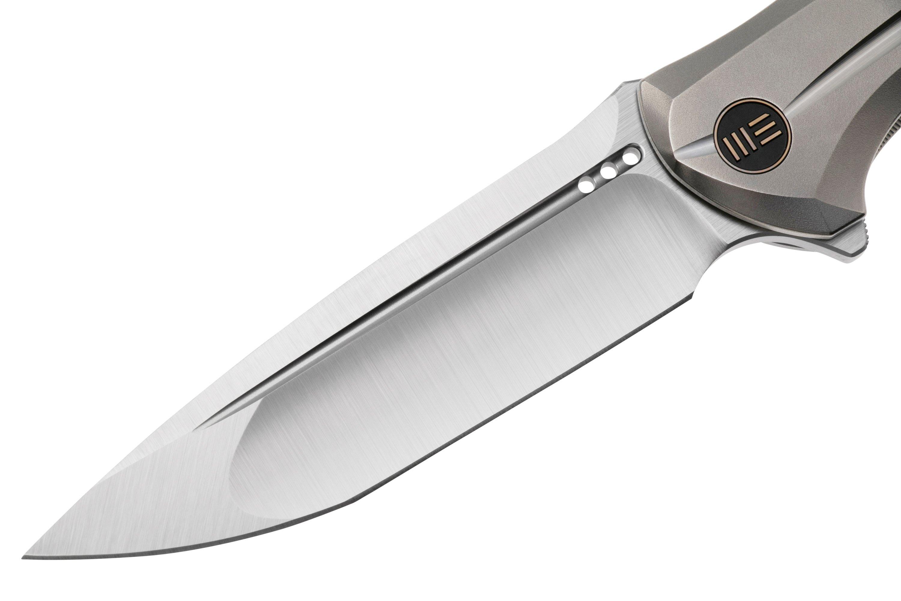 WE Knife 601X, WE01J-4 Bead Blasted Titanium Satin Groove, Hand ...