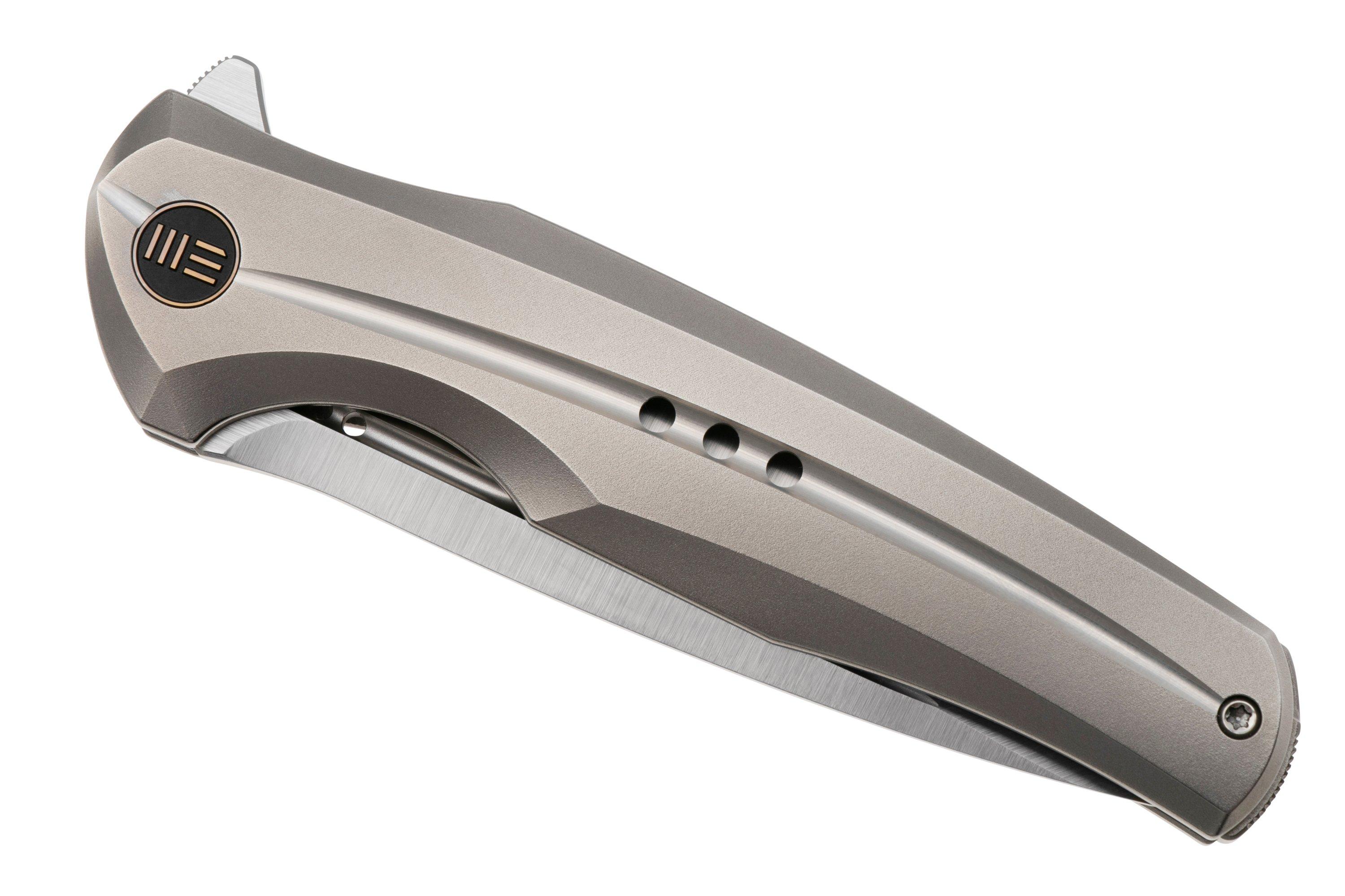 WE Knife 601X, WE01J-4 Bead Blasted Titanium Satin Groove, Hand ...