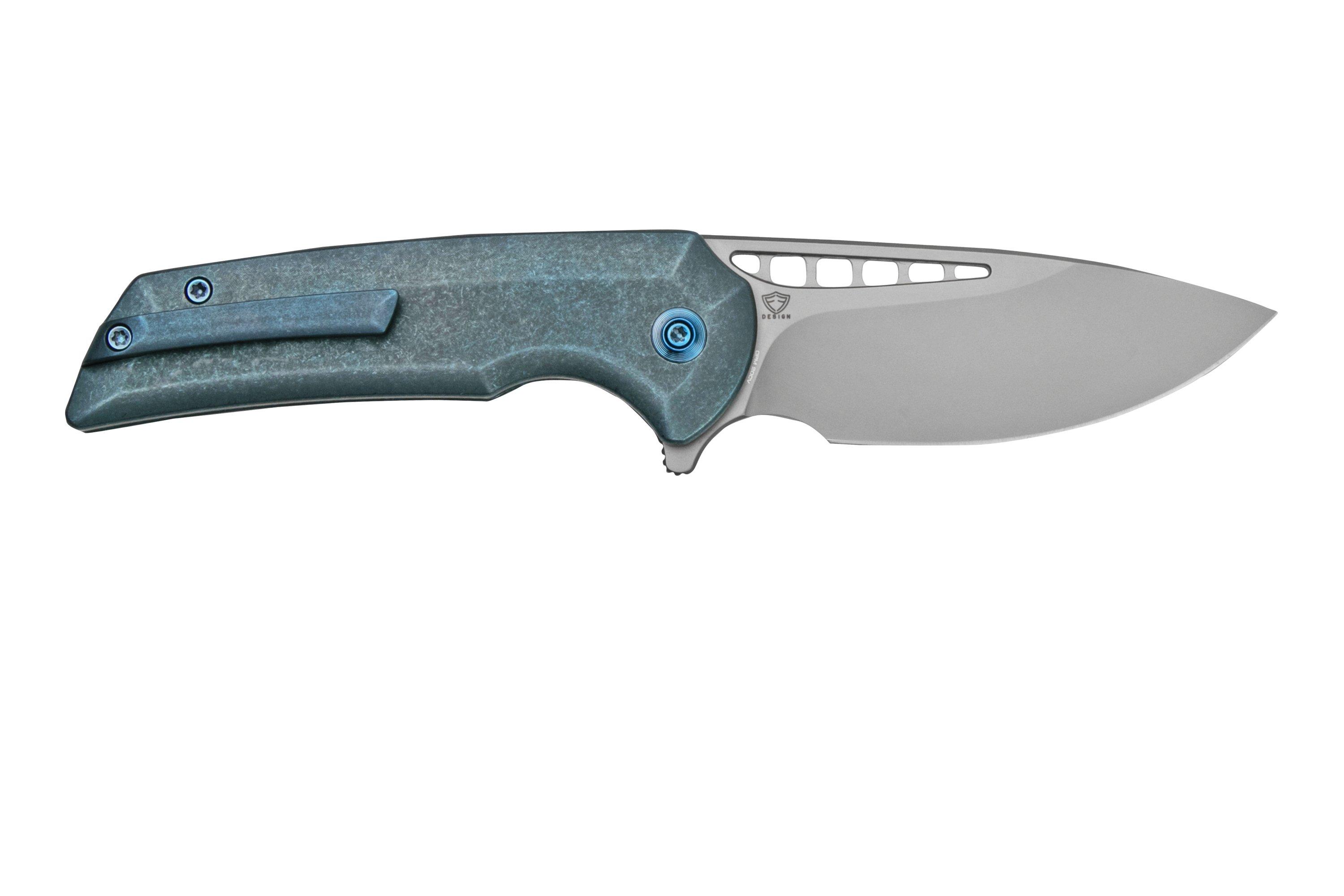 WE Knife Mini Malice WE054BL-3, Blue Titanium pocket knife ...