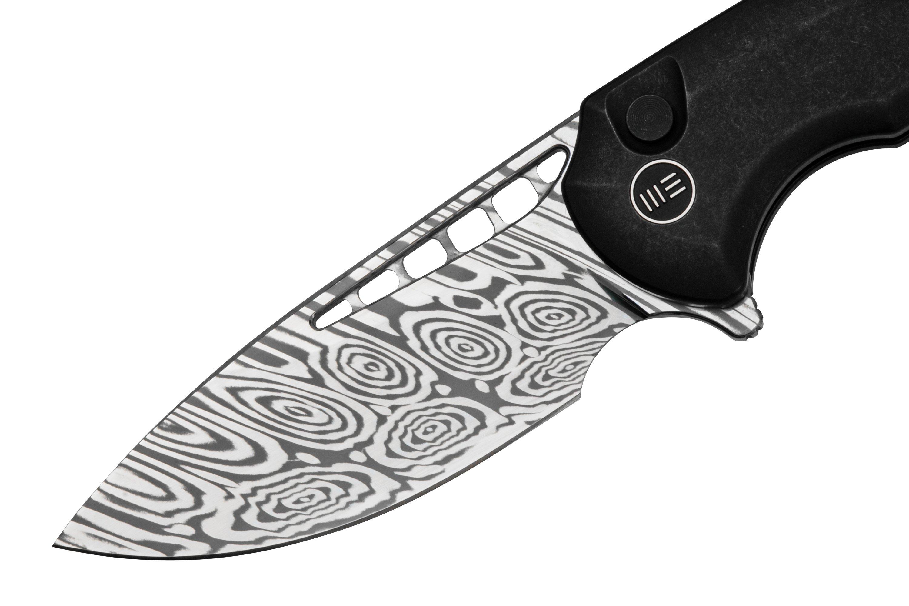 WE Knife Mini Malice WE054BL-DS1, Black Titanium, Damasteel ...