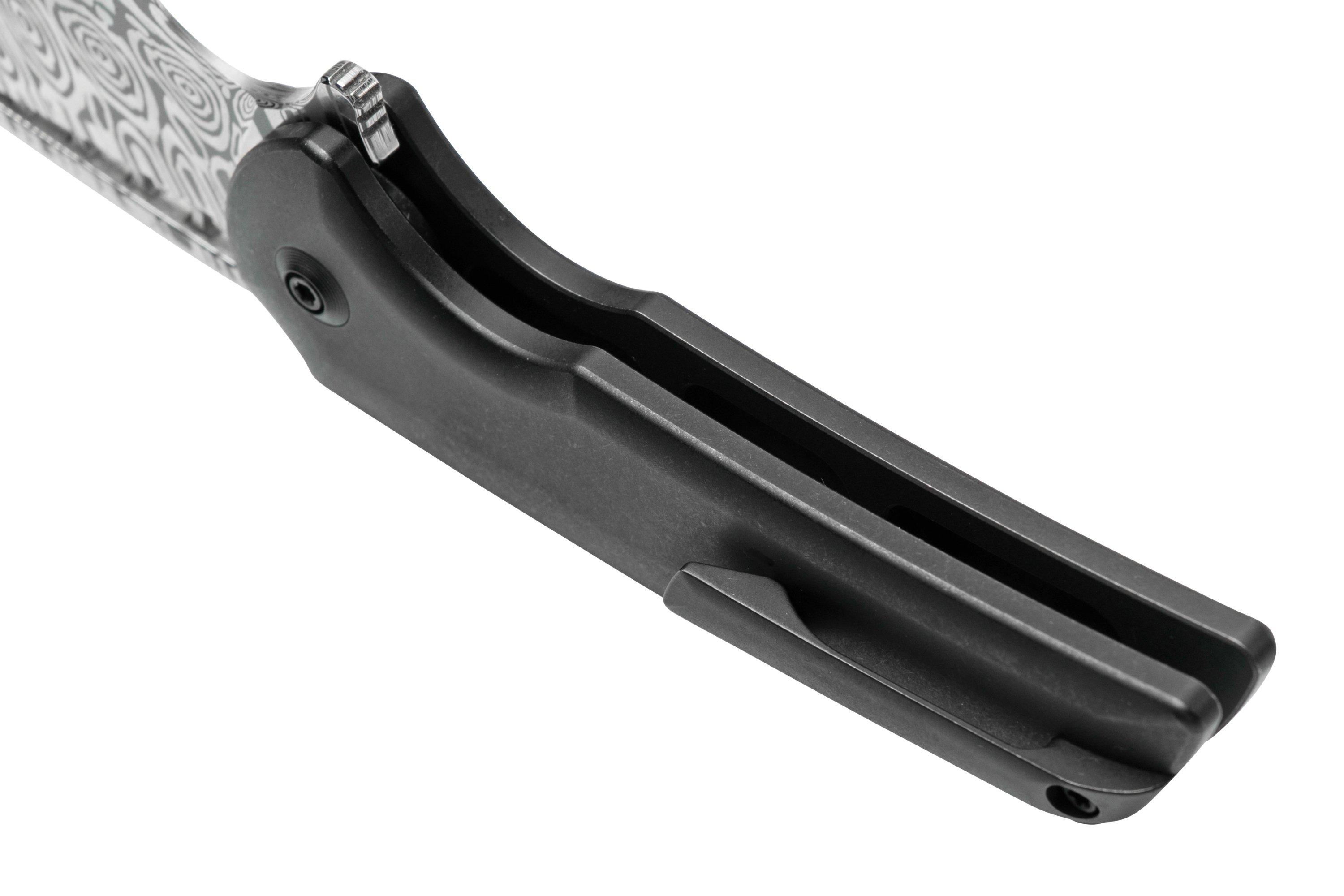 WE Knife Mini Malice WE054BL-DS1, Black Titanium, Damasteel ...