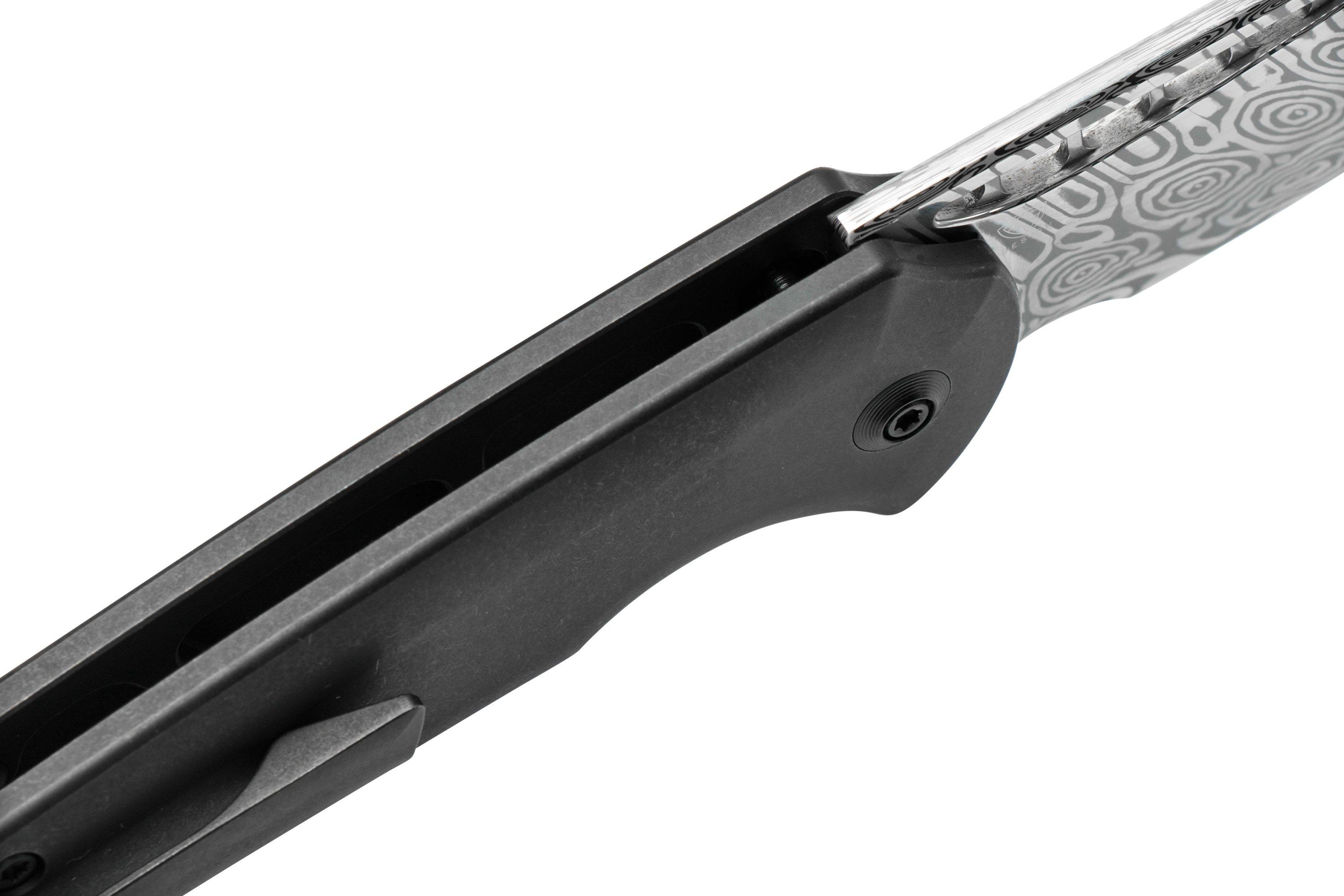 WE Knife Mini Malice WE054BL-DS1, Black Titanium, Damasteel ...