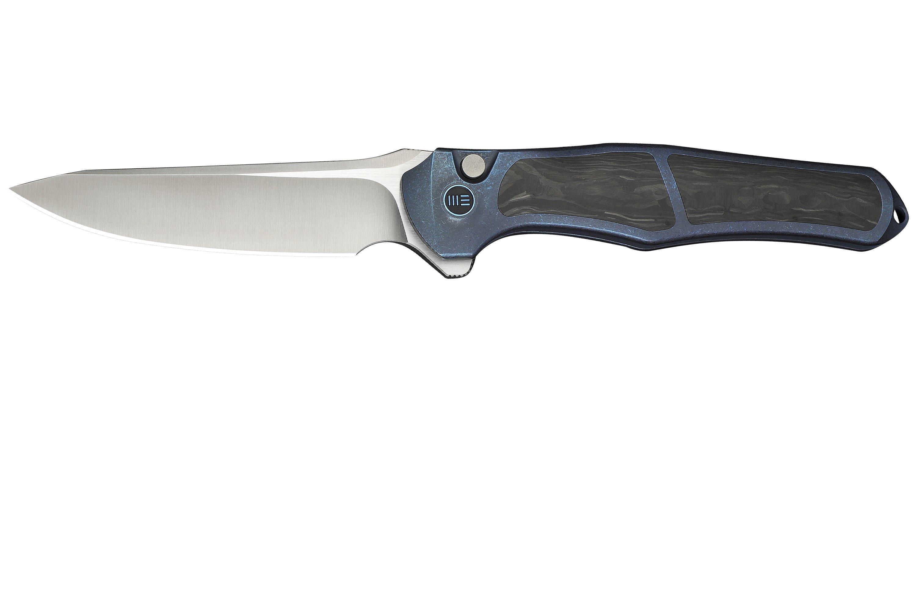 WE Knife 702XI, WE07B-1 Satin Böhler M390, Blue Titanium, Shredded ...