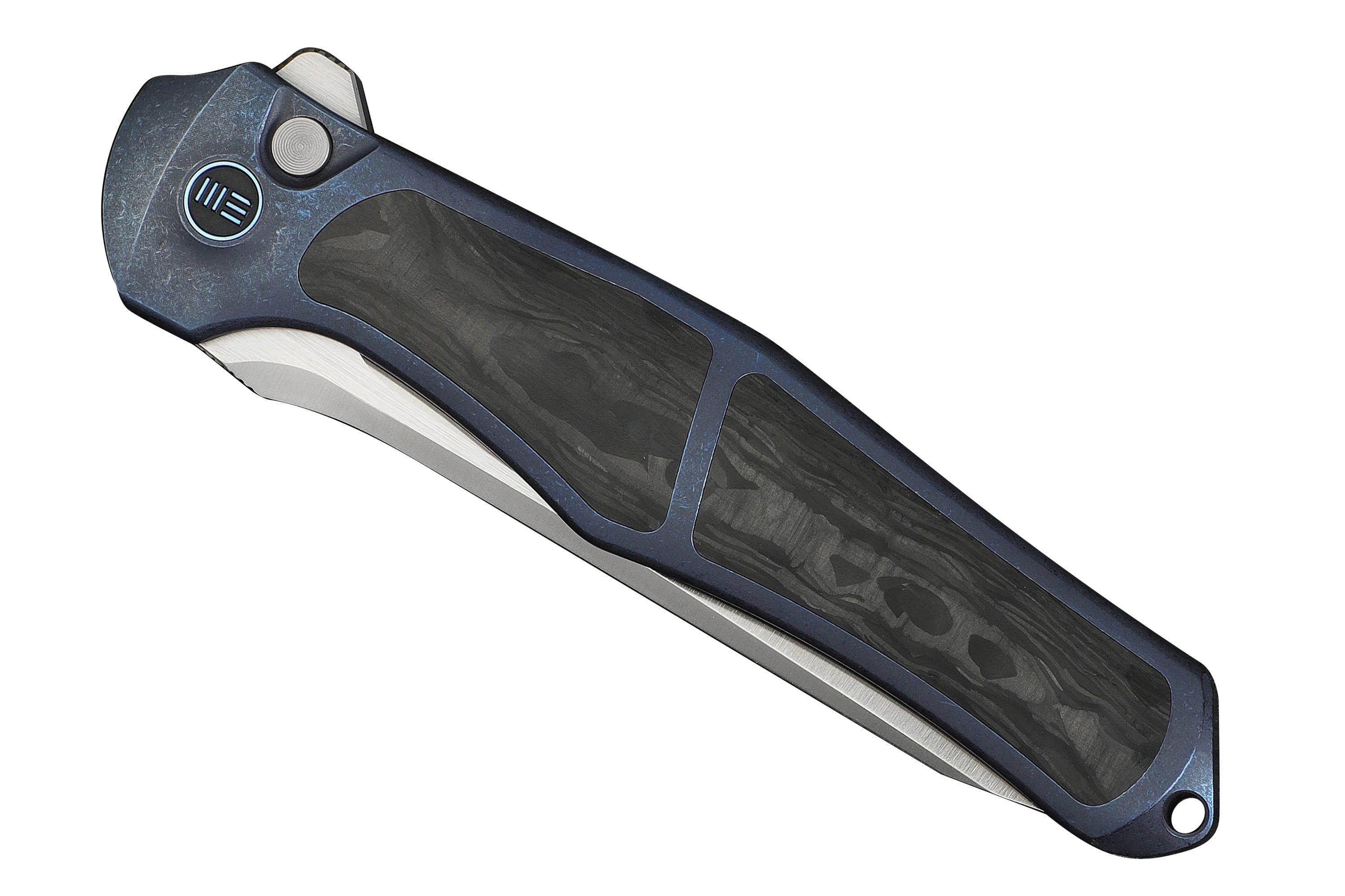 WE Knife 702XI, WE07B-1 Satin Böhler M390, Blue Titanium, Shredded ...