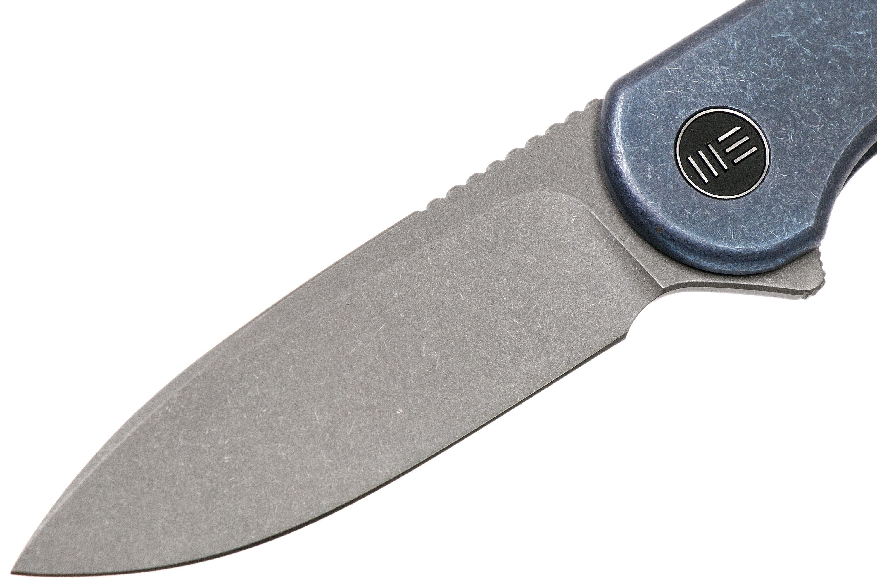 WE Knife Elementum WE18062X-2 Stonewashed, Blue Titanium pocket knife ...