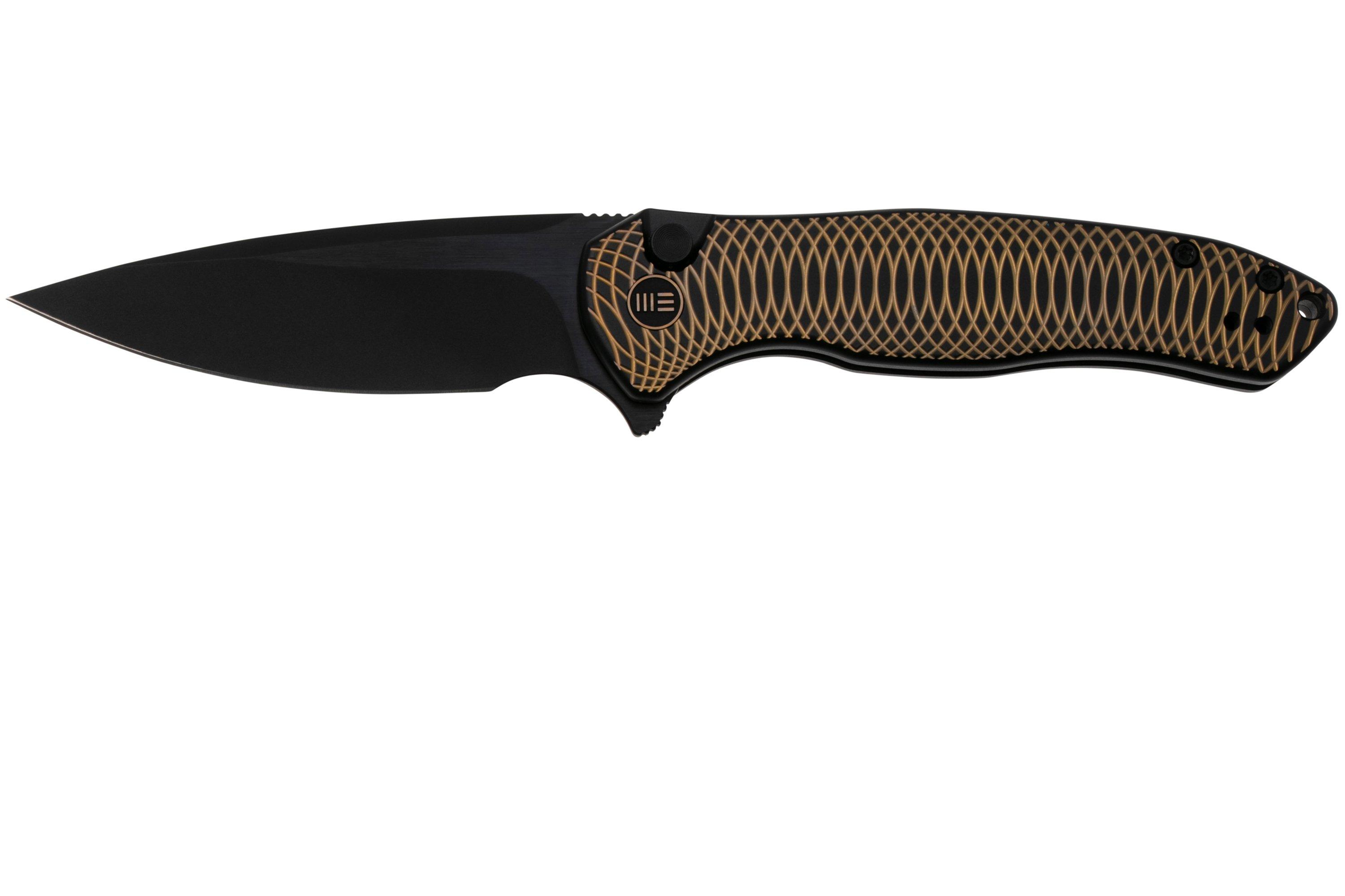 WE Knife Kitefin WE19002M-1, Black CPM 20CV, Golden Polished Ripple ...