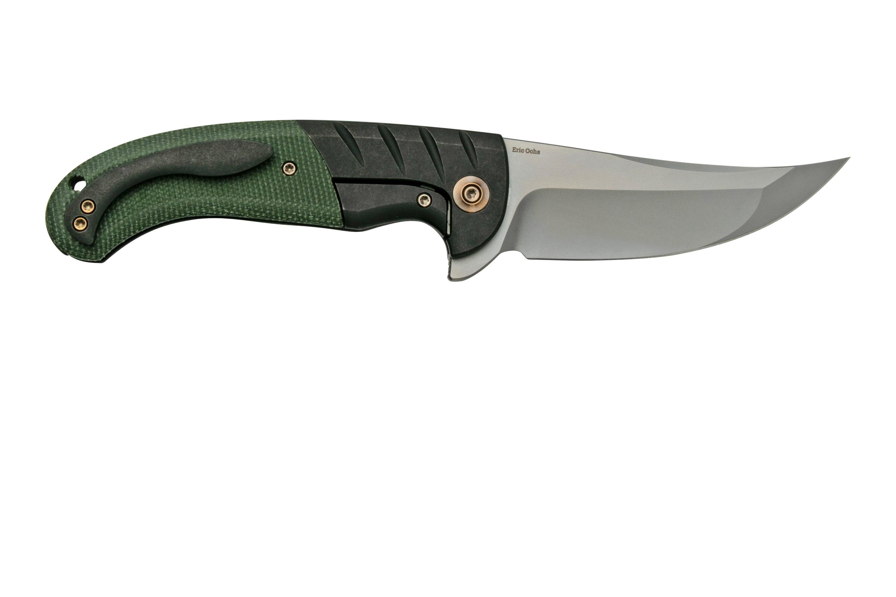 WE Knife Curvaceous WE20012-2 Black Titanium, Green Micarta pocket ...