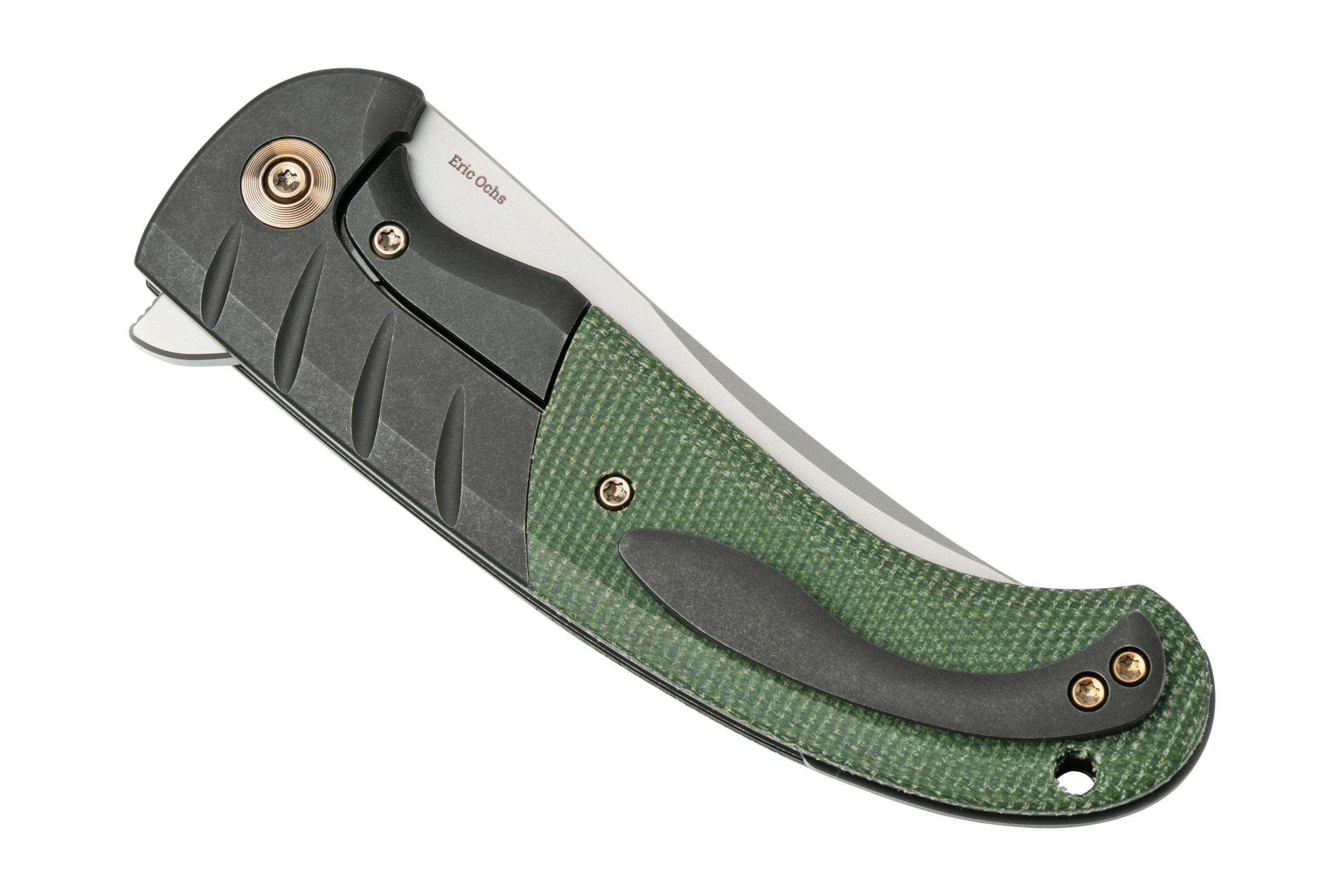 WE Knife Curvaceous WE20012-2 Black Titanium, Green Micarta pocket ...