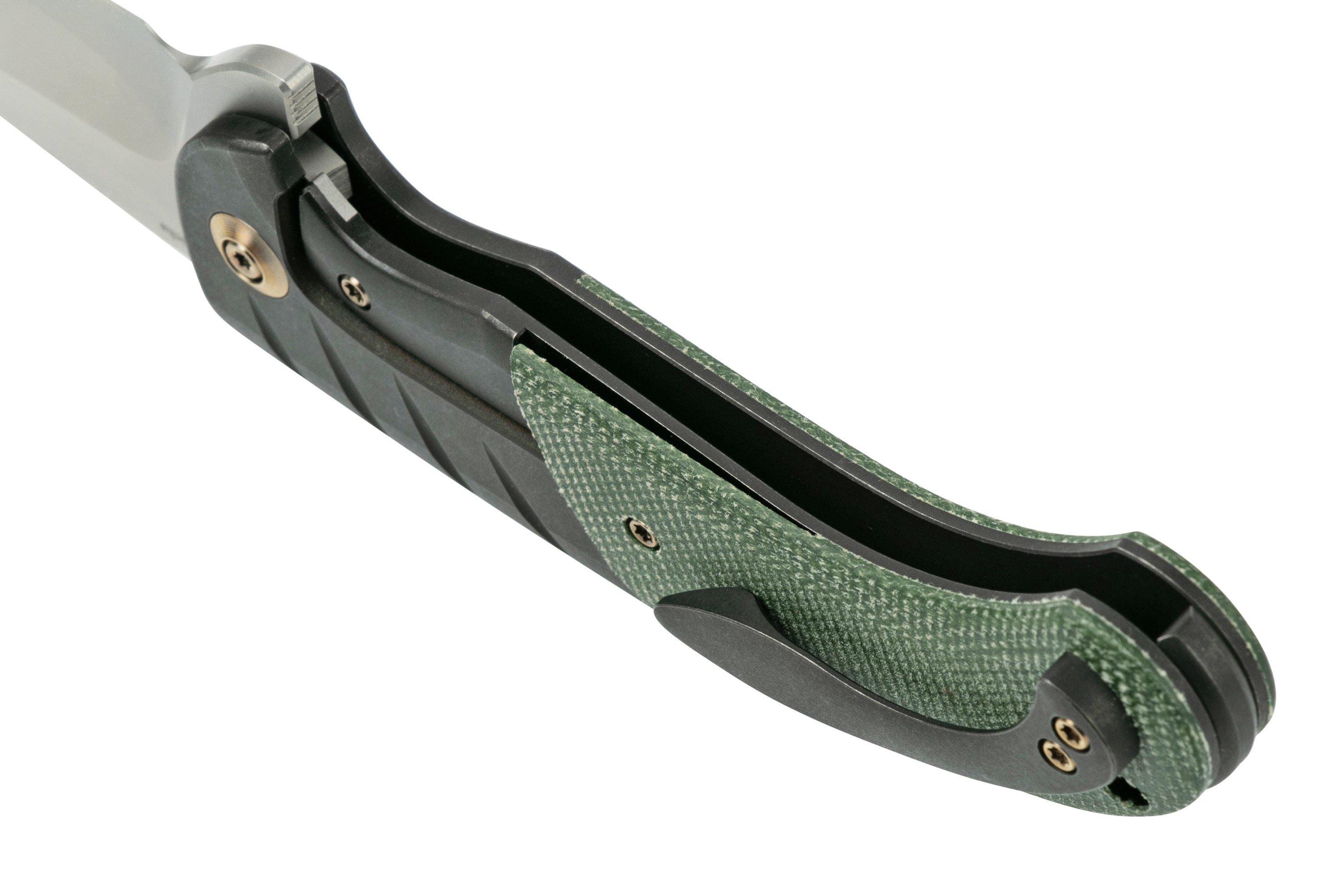 WE Knife Curvaceous WE20012-2 Black Titanium, Green Micarta navalha ...