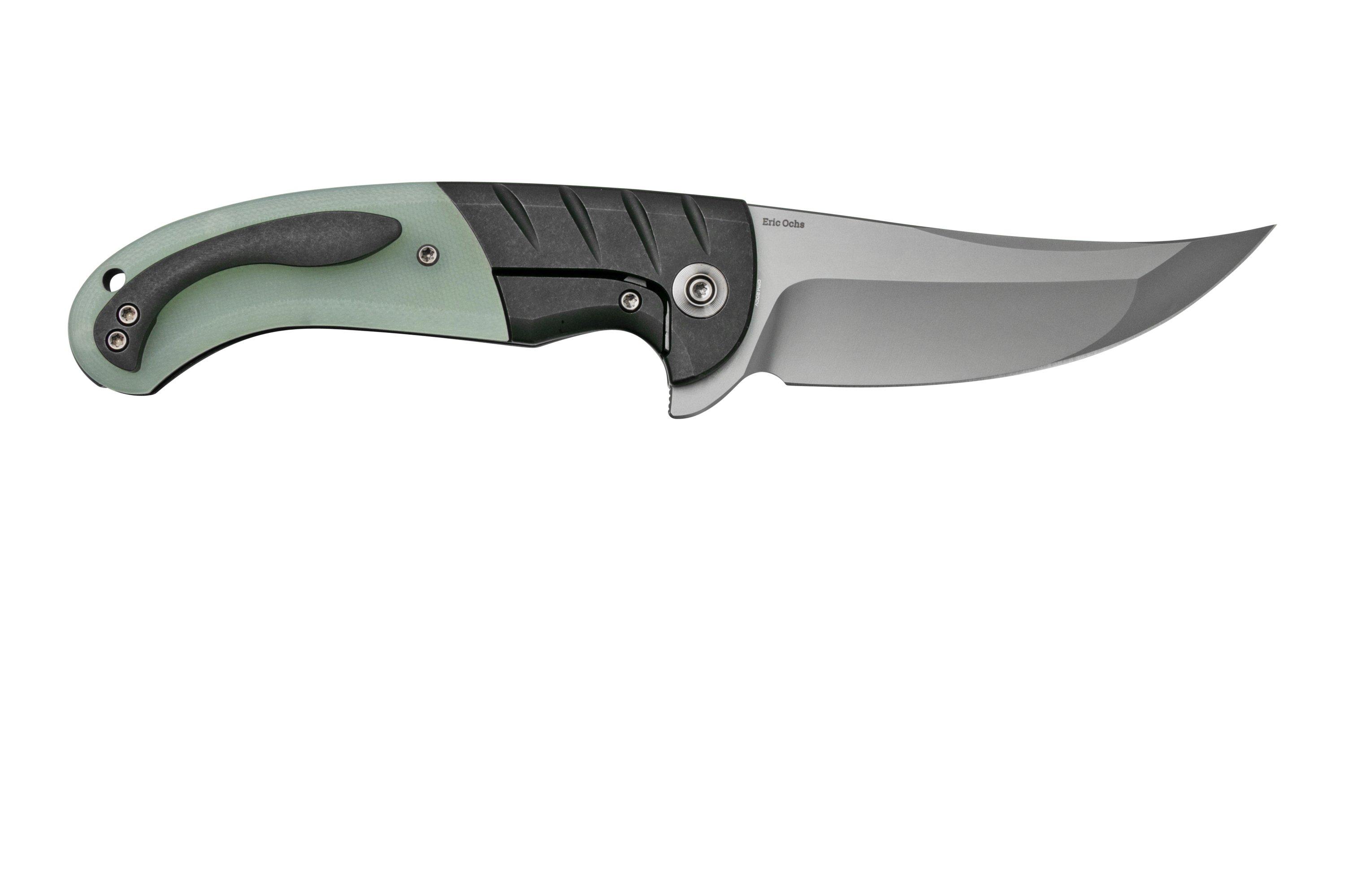 WE Knife Curvaceous WE20012-3 Black Titanium, Natural G10 pocket knife ...