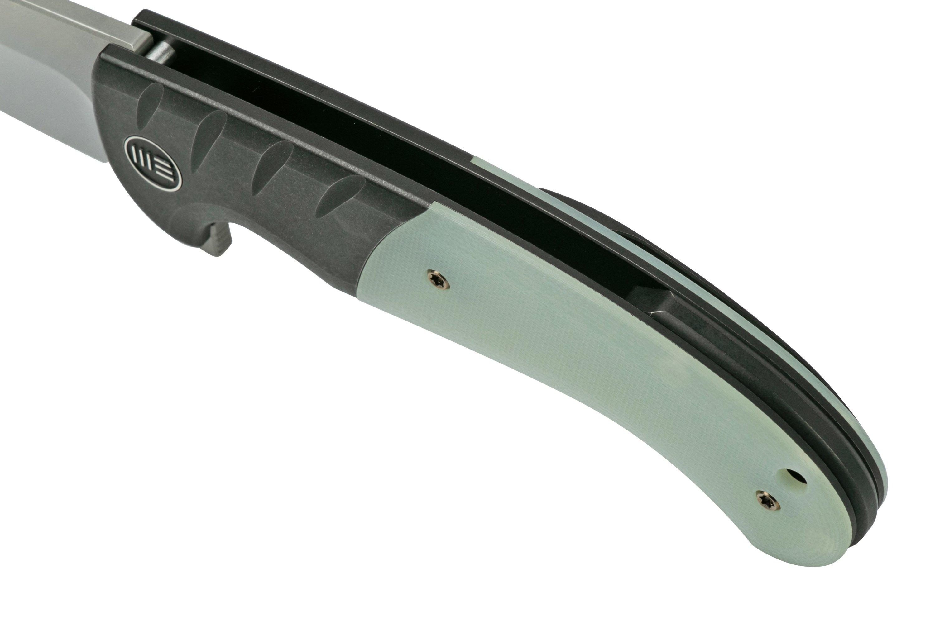 WE Knife Curvaceous WE20012-3 Black Titanium, Natural G10 pocket knife ...