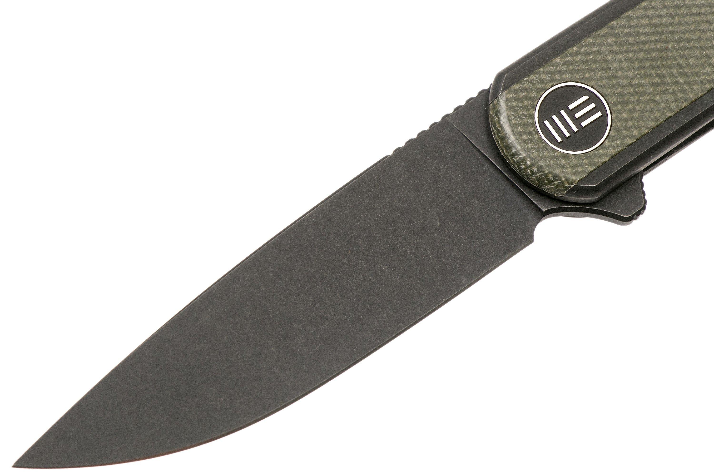 WE Knife Smooth Sentinel WE20043-4 Black Titanium Green Micarta pocket ...