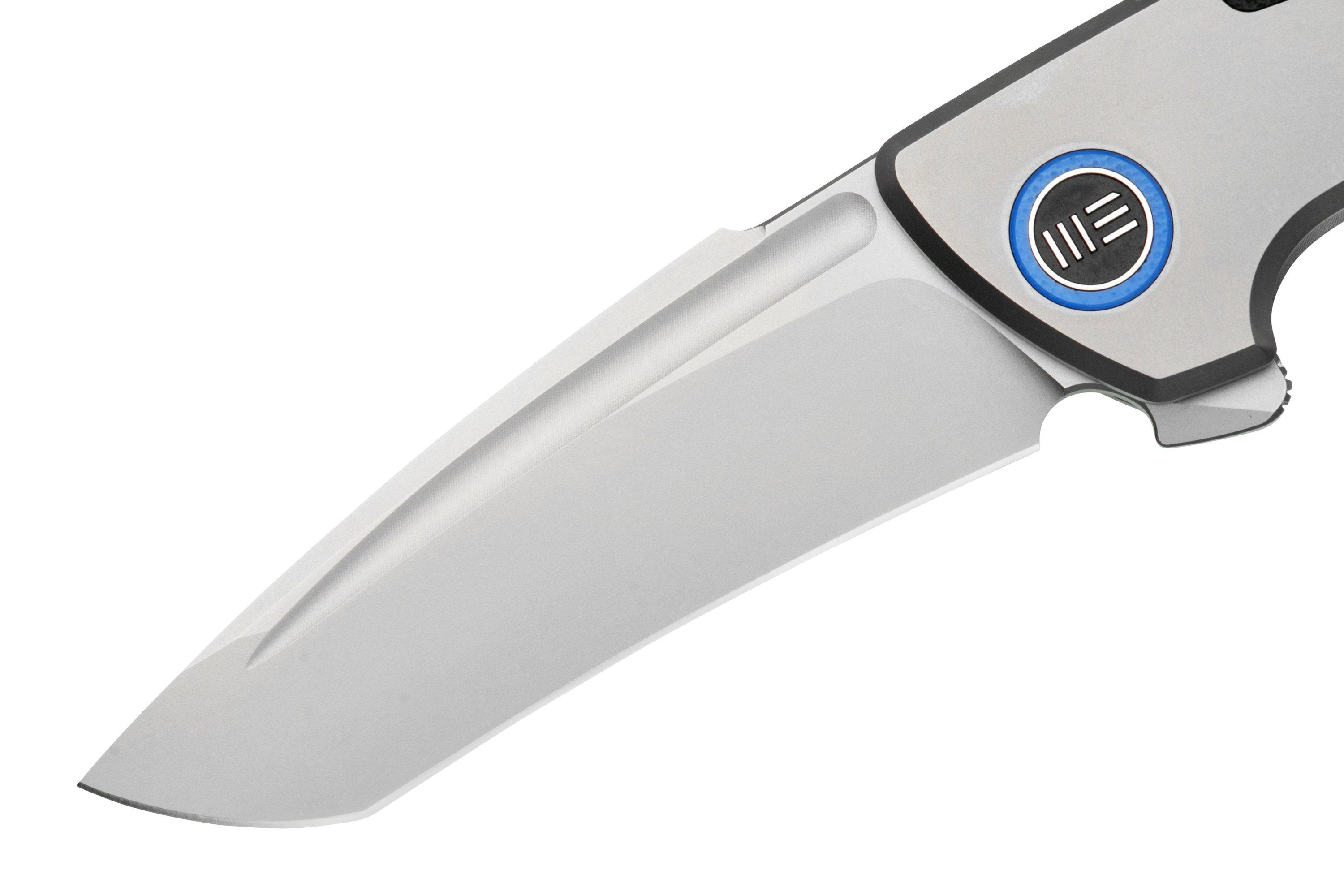 WE Knife Press Check WE20078A-2 Silver Blue Titanium pocket knife ...