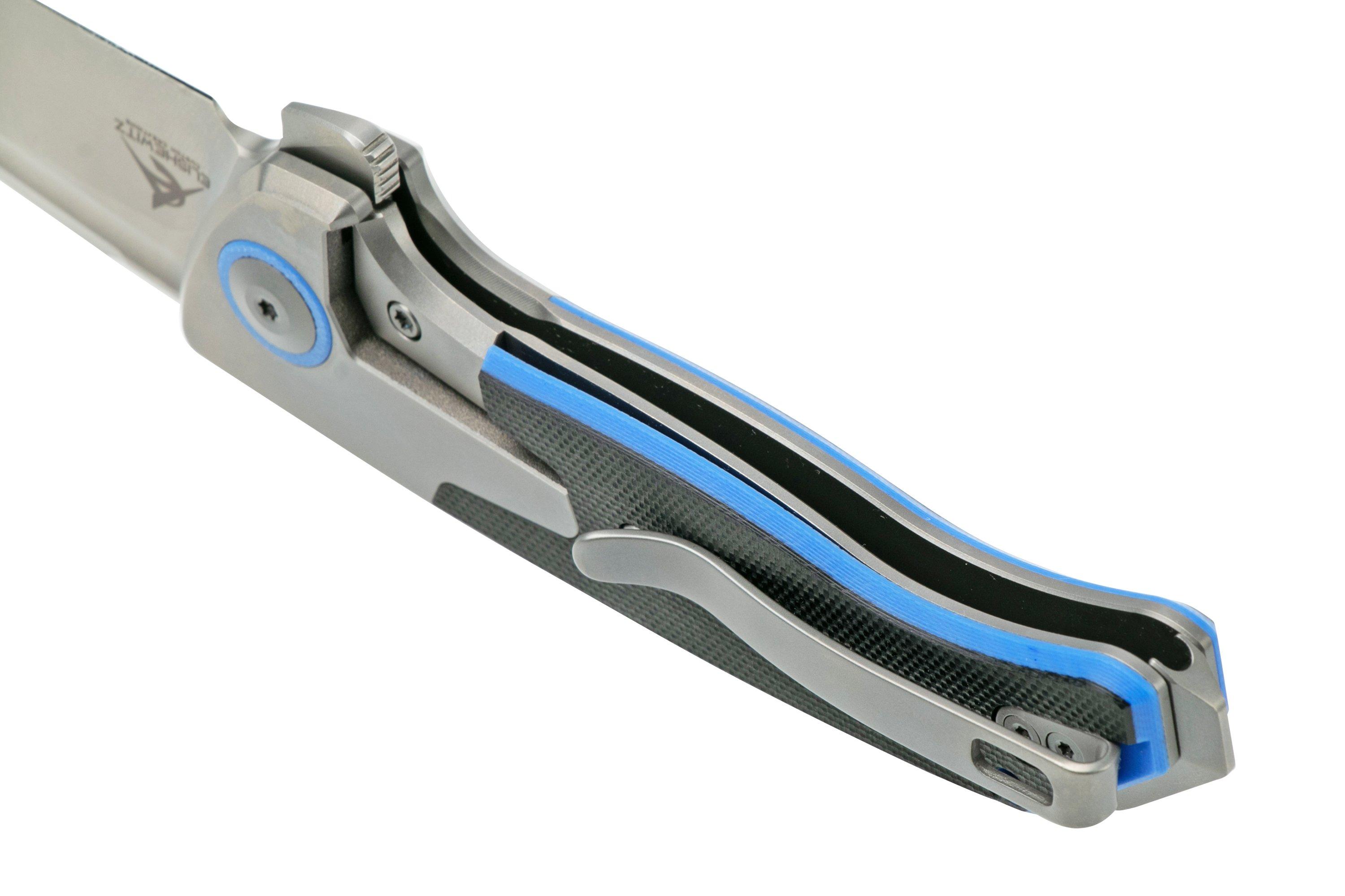 WE Knife Press Check WE20078A-2 Silver Blue Titanium pocket knife ...