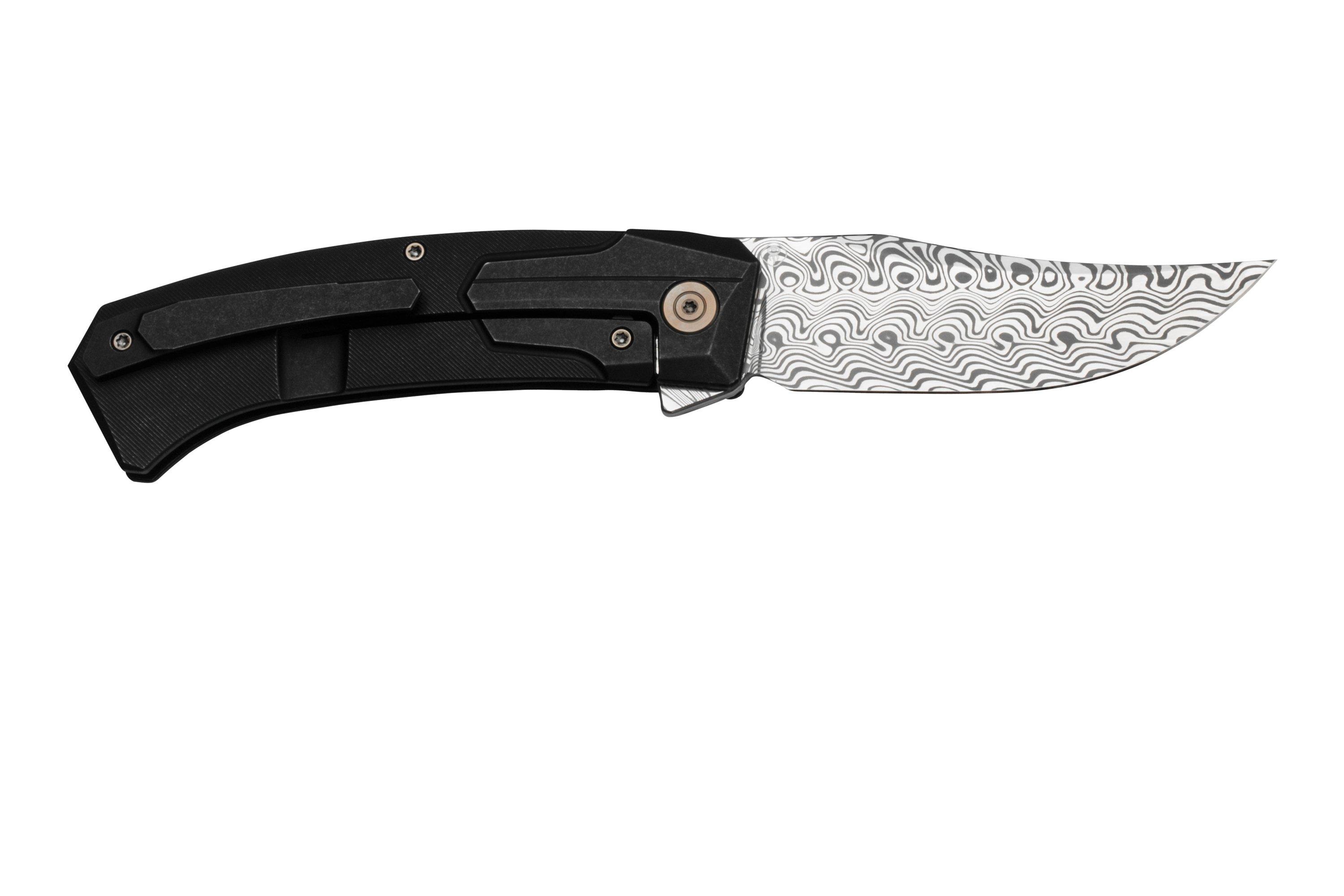 WE Knife Shuddan WE21015-DS1, Black Titanium, Hakkapella Damasteel ...