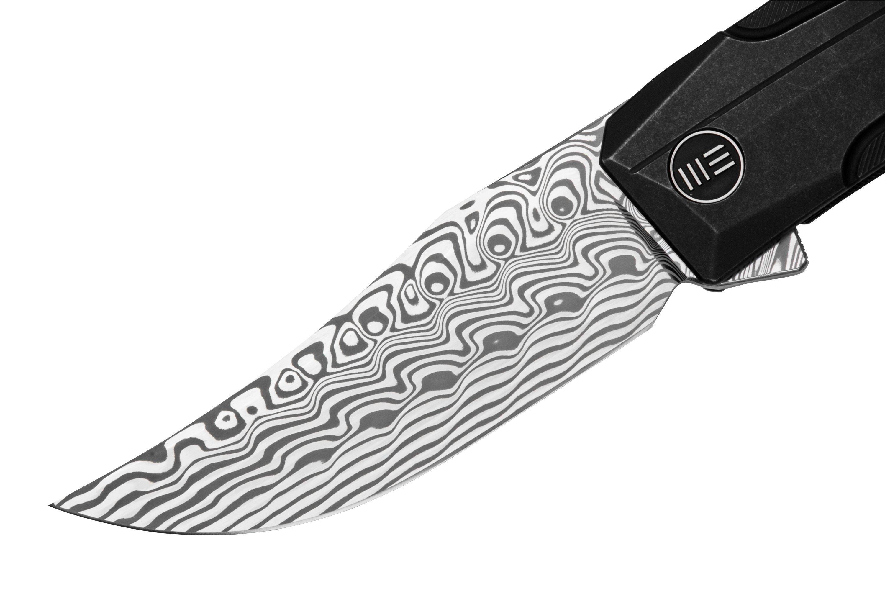 WE Knife Shuddan WE21015-DS1, Black Titanium, Hakkapella Damasteel ...