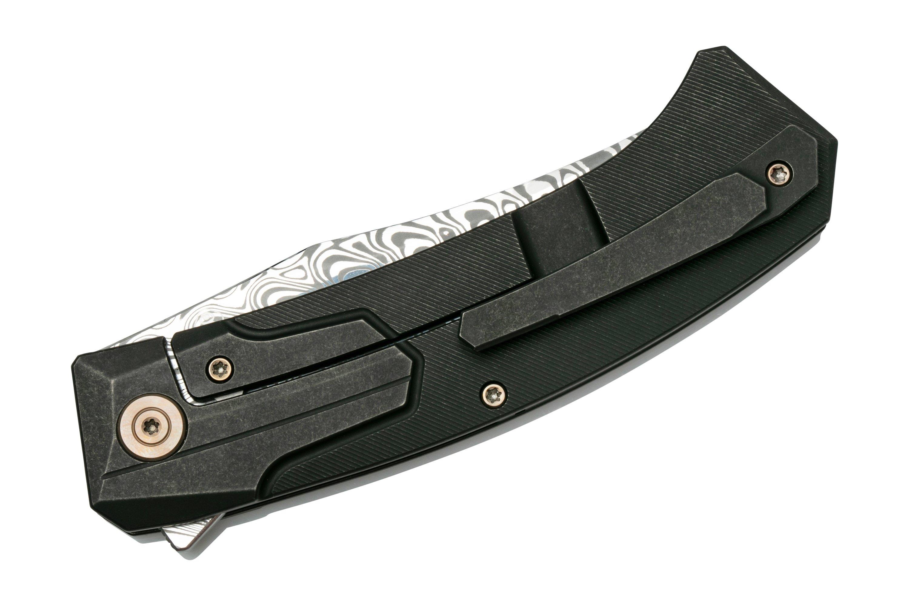 WE Knife Shuddan WE21015-DS1, Black Titanium, Hakkapella Damasteel ...