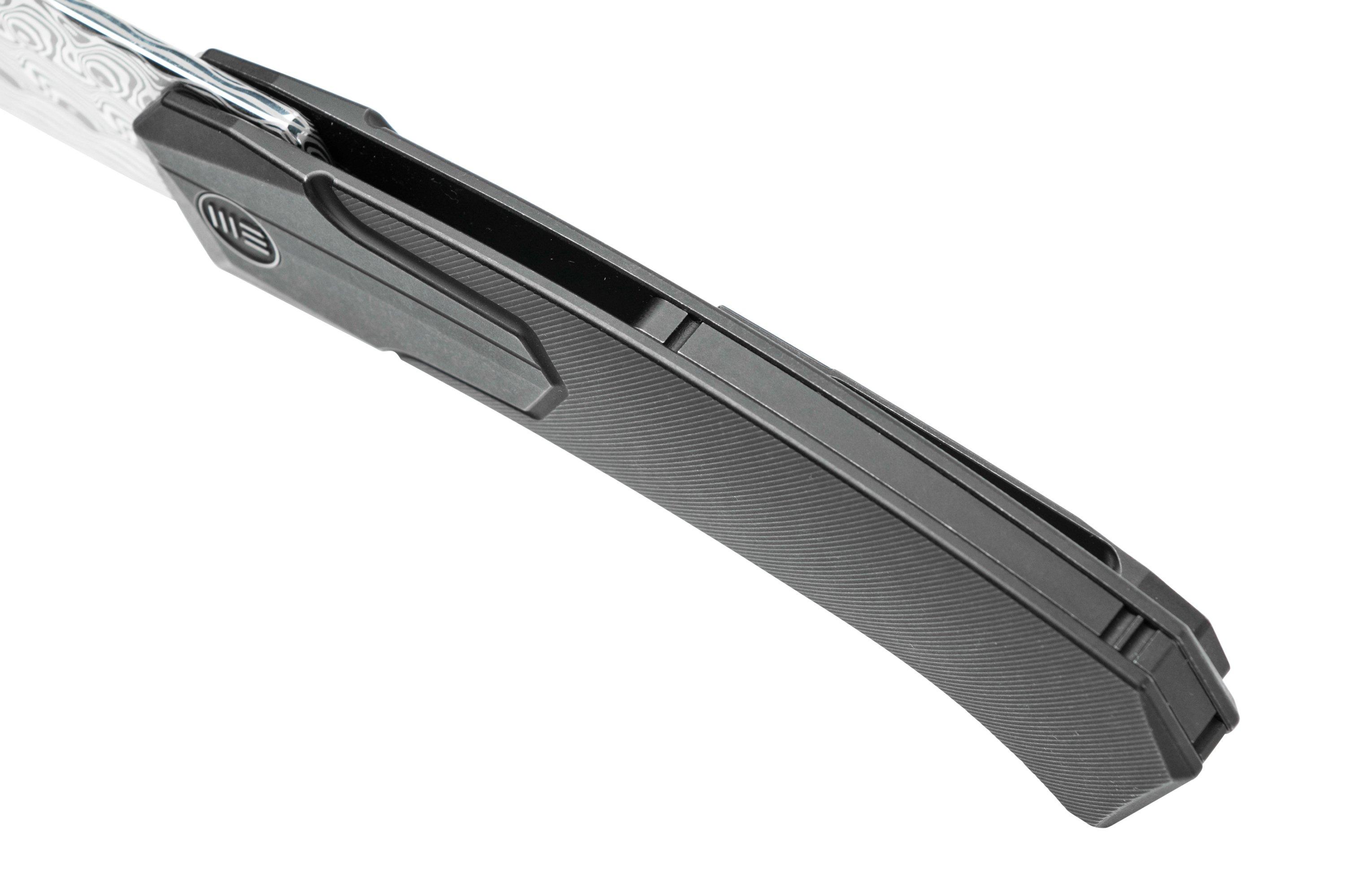 WE Knife Shuddan WE21015-DS1, Black Titanium, Hakkapella Damasteel ...