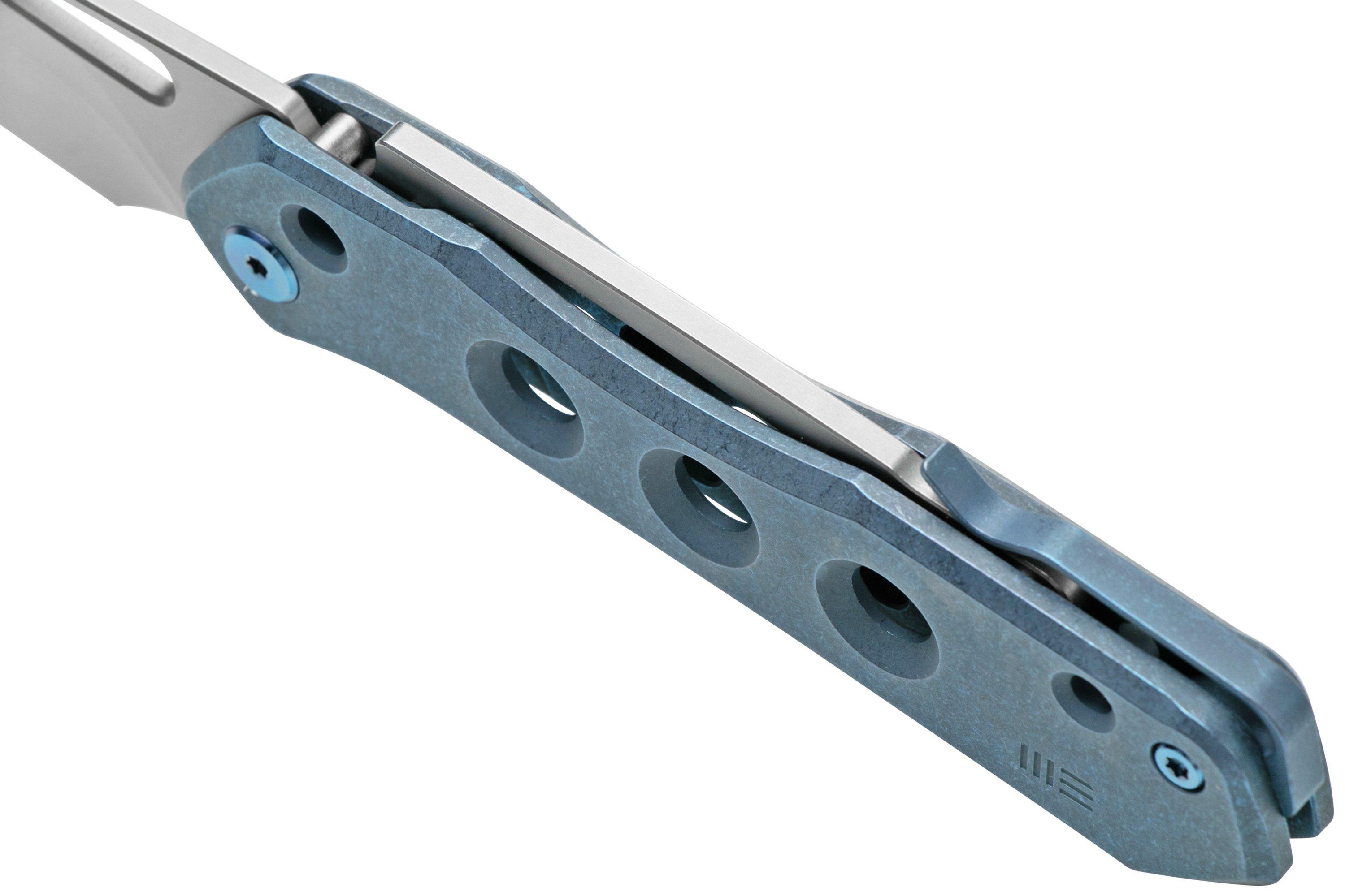 WE Knife Vision R 21031-3 Blue Titanium, Silver Bead Blasted pocket ...