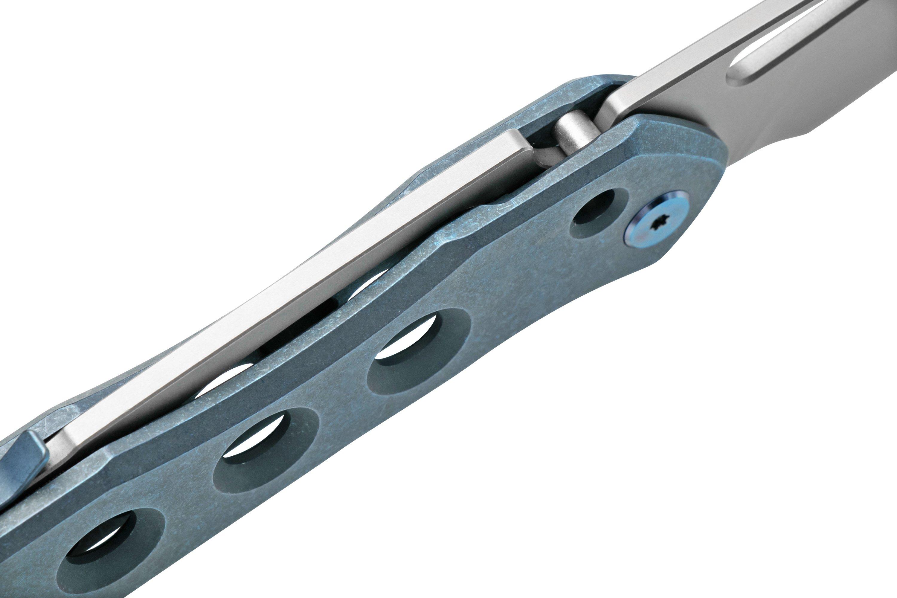 WE Knife Vision R 21031-3 Blue Titanium, Silver Bead Blasted pocket ...