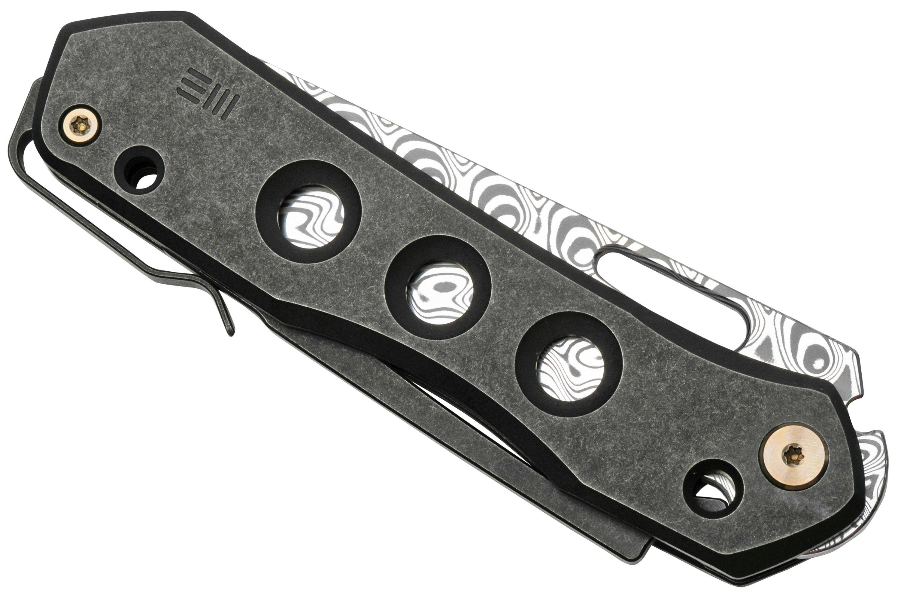 WE Knife Vision R 21031-DS1 Black Titanium, Hakkapella Damasteel pocket ...