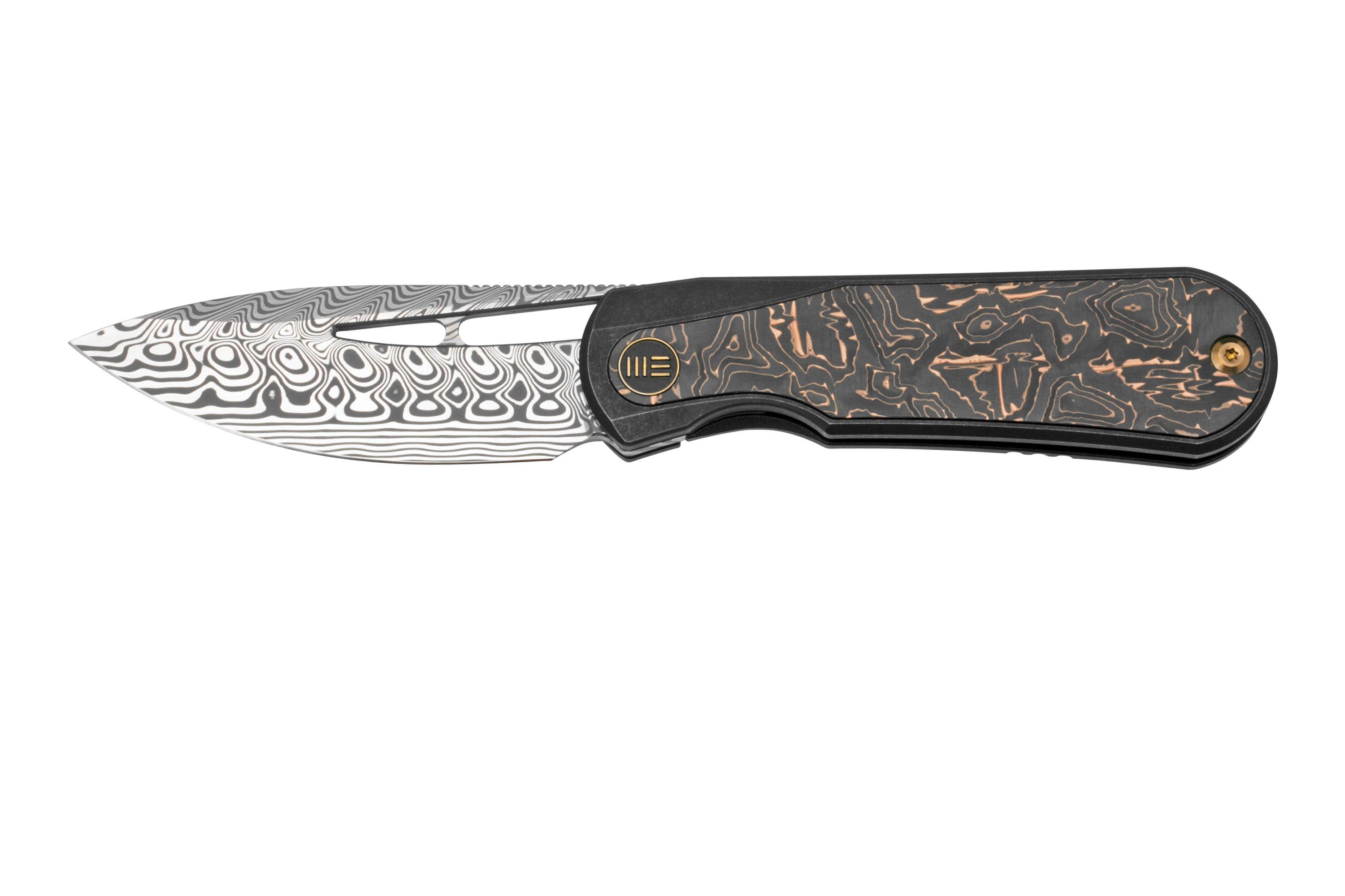 WE Knife Baloo WE21033-DS1 Damasteel, Black Titanium/Grey Carbonfiber ...