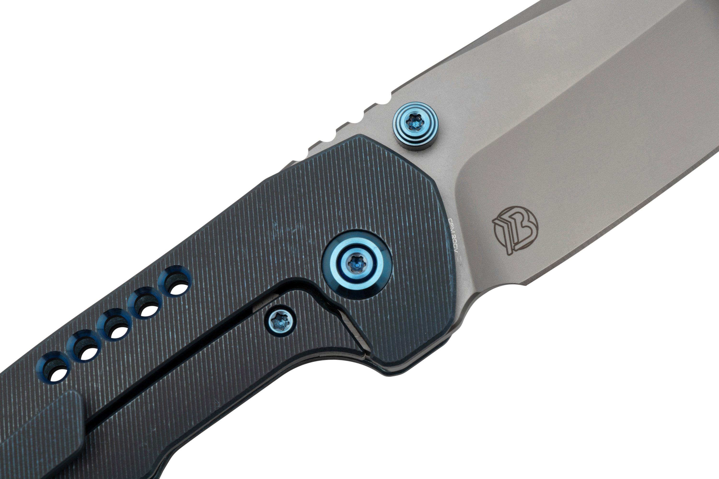WE Knife Trogon WE22002B-1 Blue Titanium, Bead Blasted CPM 20CV pocket ...