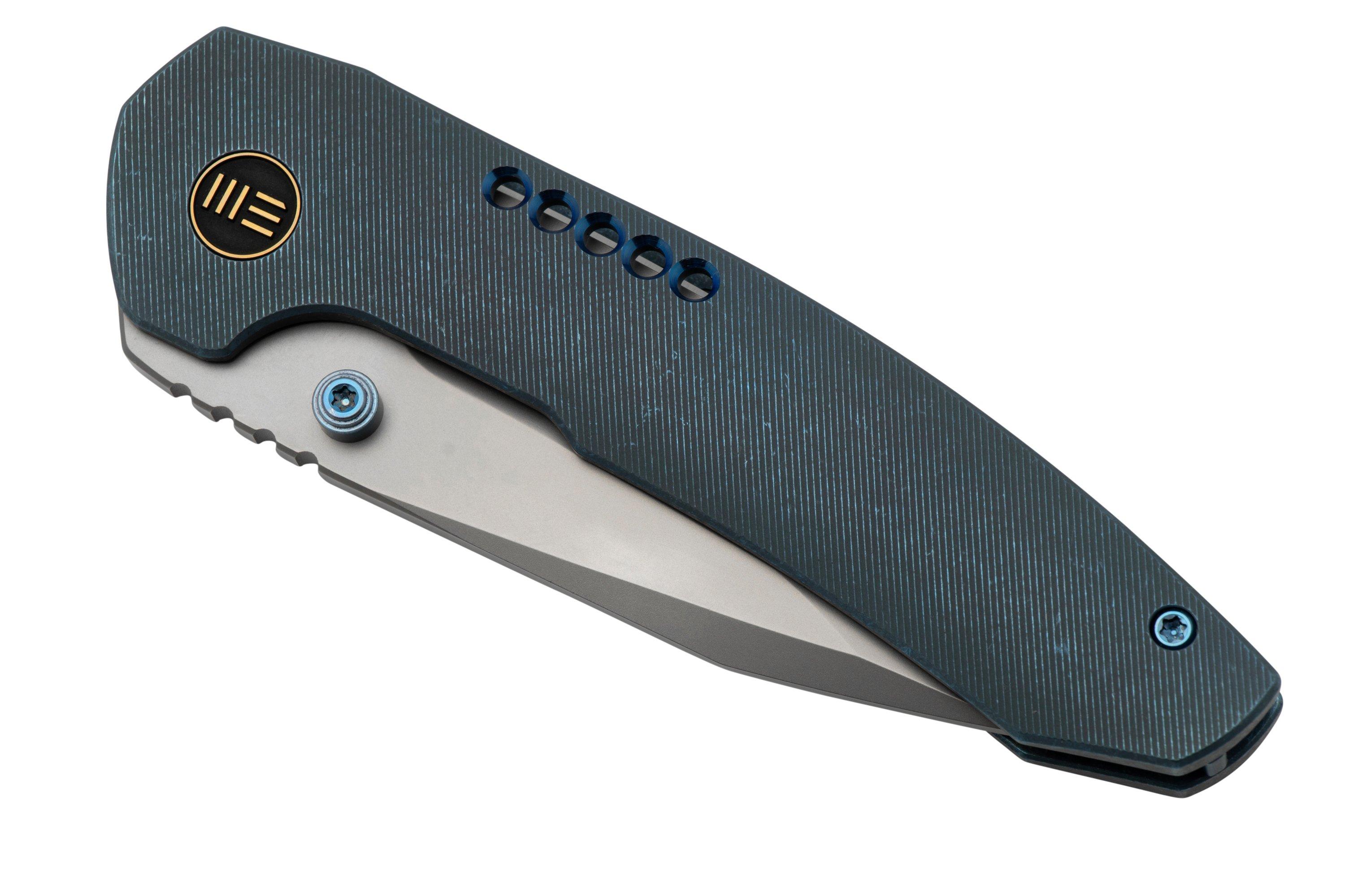 WE Knife Trogon WE22002B-1 Blue Titanium, Bead Blasted CPM 20CV pocket ...