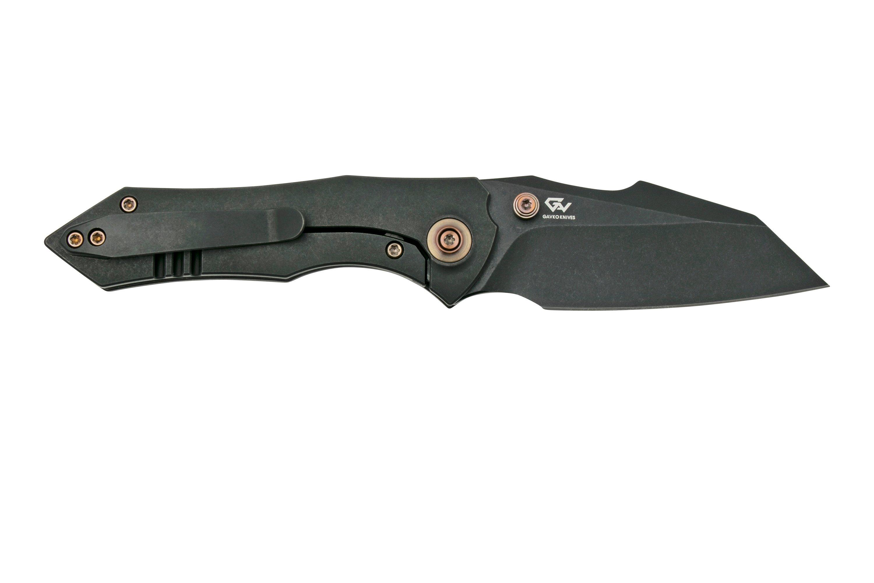 WE Knife High-Fin, WE22005-1, Black Titanium, Black CPM-20CV pocket ...