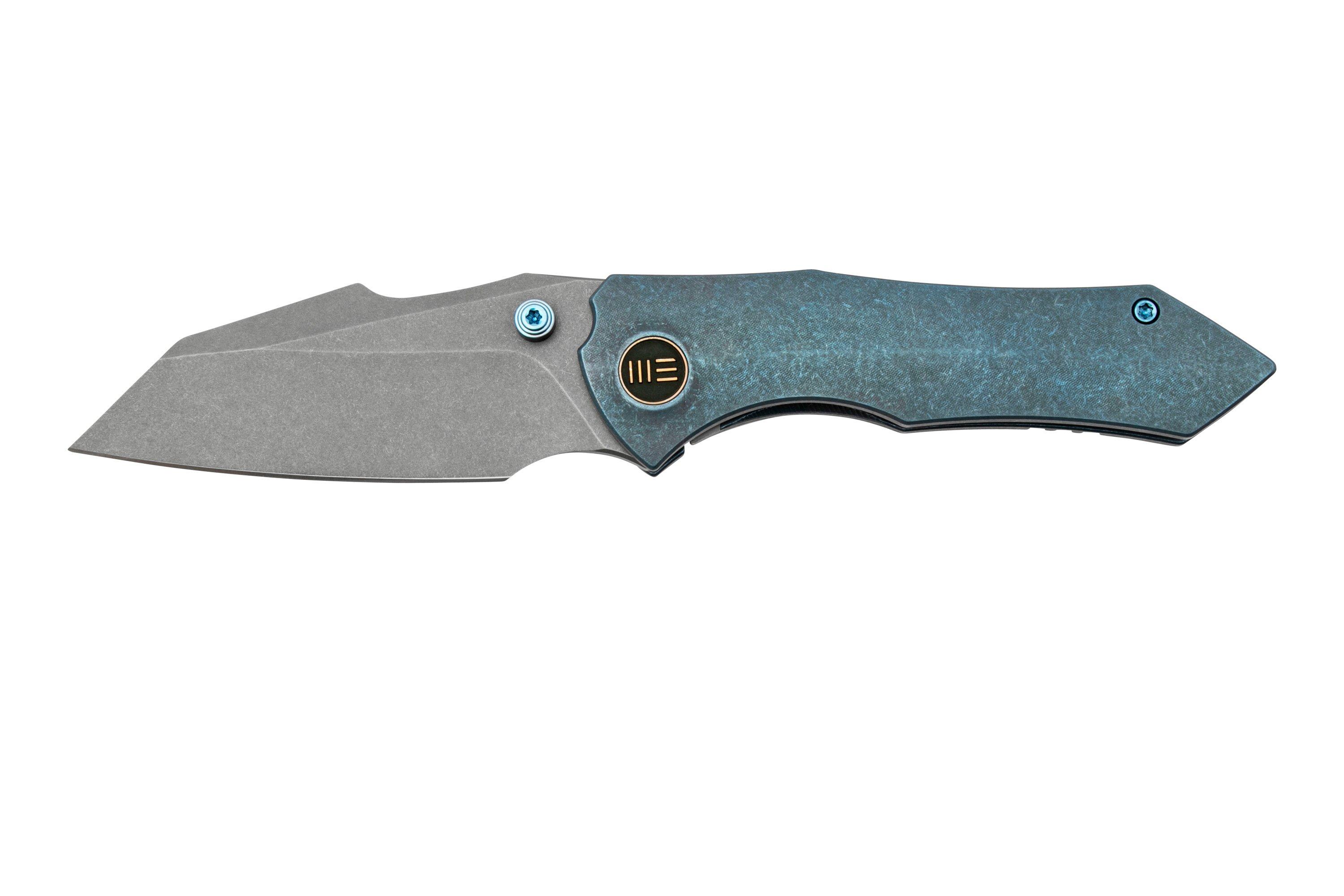 WE Knife High-Fin, WE22005-3, Blue Titanium, Grey CPM-20CV pocket knife ...
