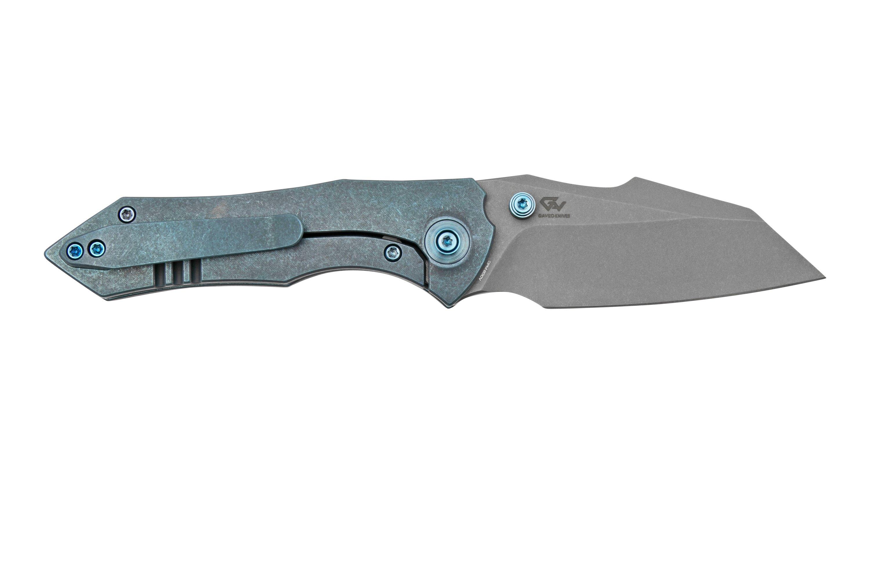 WE Knife High-Fin, WE22005-3, Blue Titanium, Grey CPM-20CV pocket knife ...