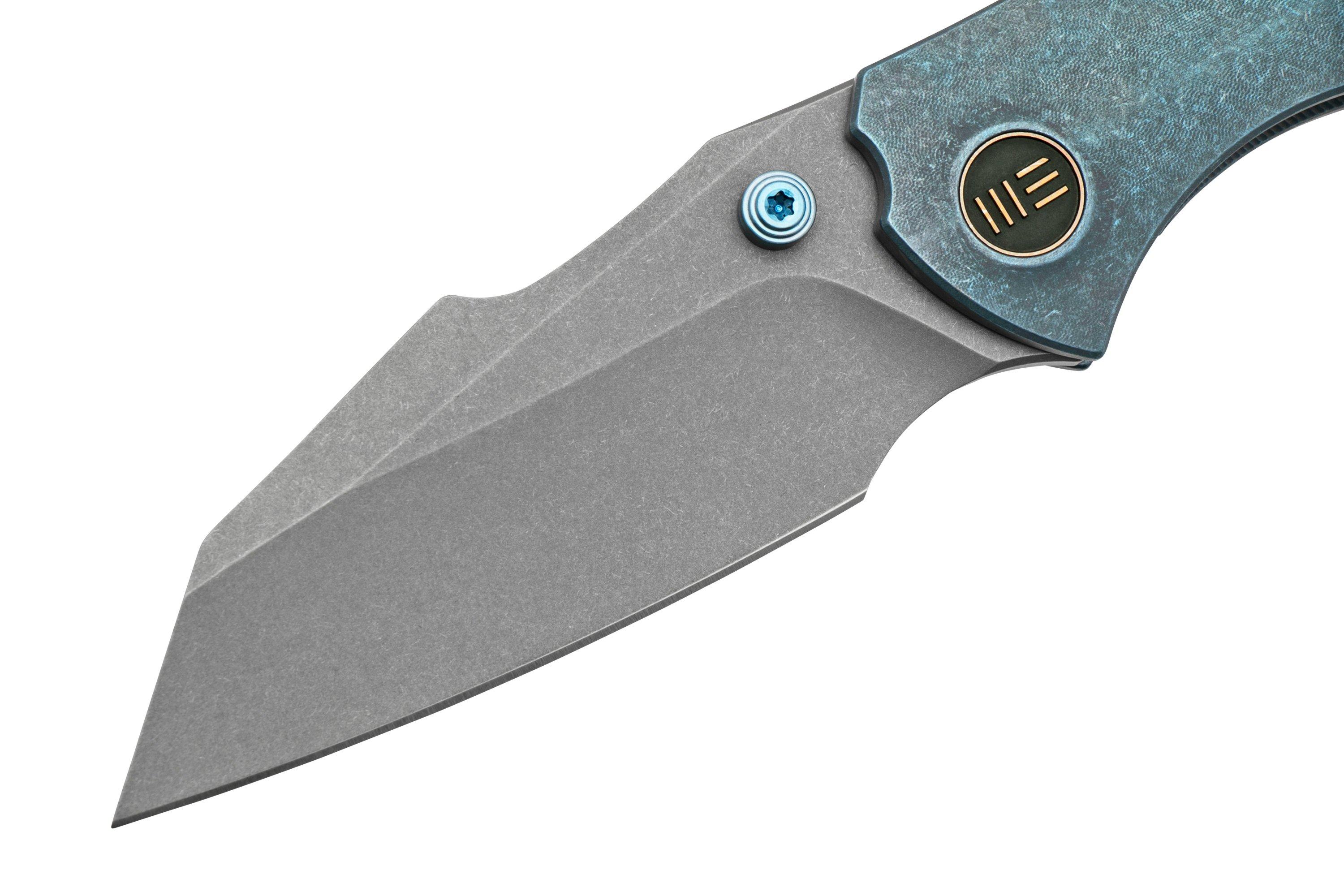 WE Knife High-Fin, WE22005-3, Blue Titanium, Grey CPM-20CV pocket knife ...