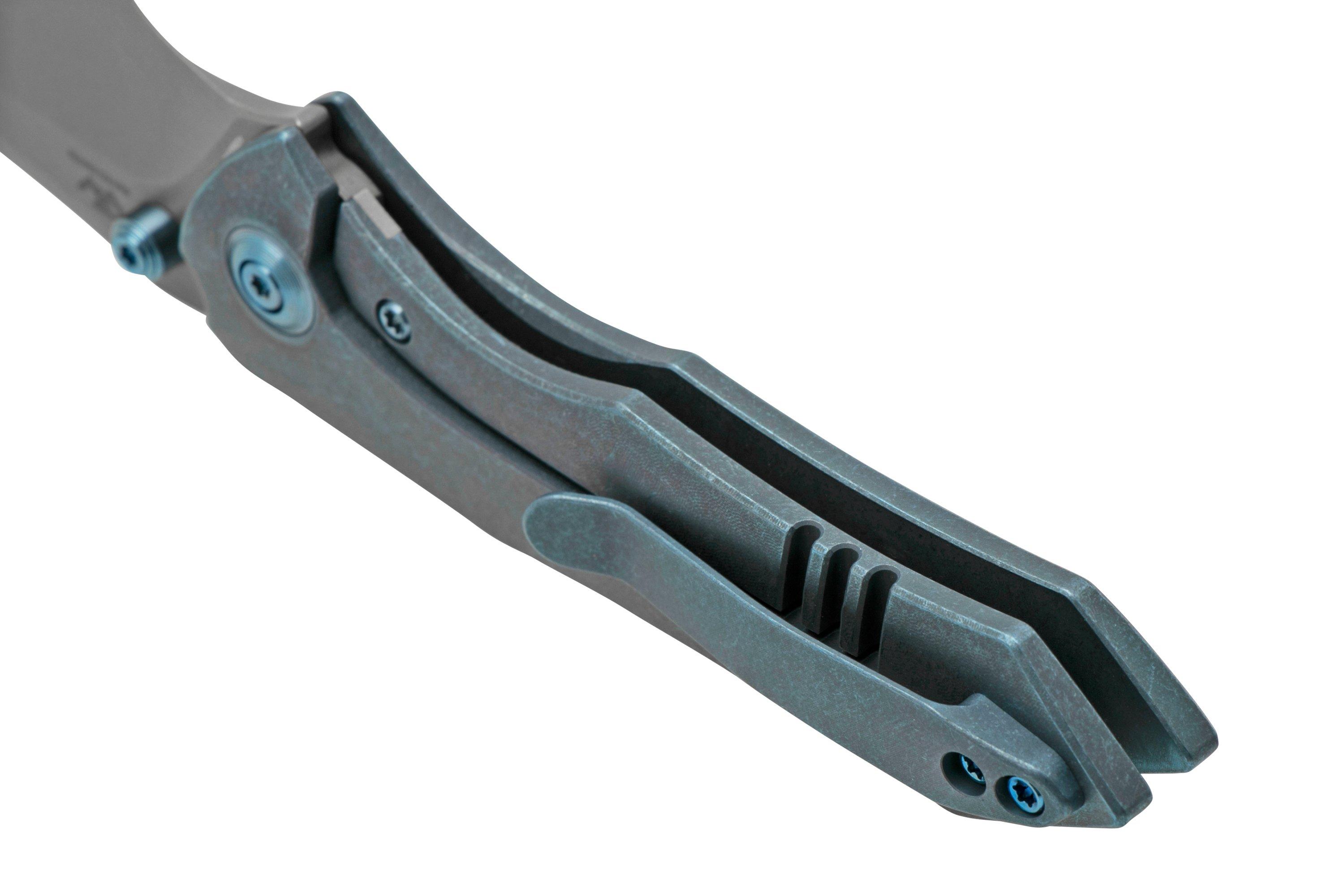 WE Knife High-Fin, WE22005-3, Blue Titanium, Grey CPM-20CV pocket knife ...