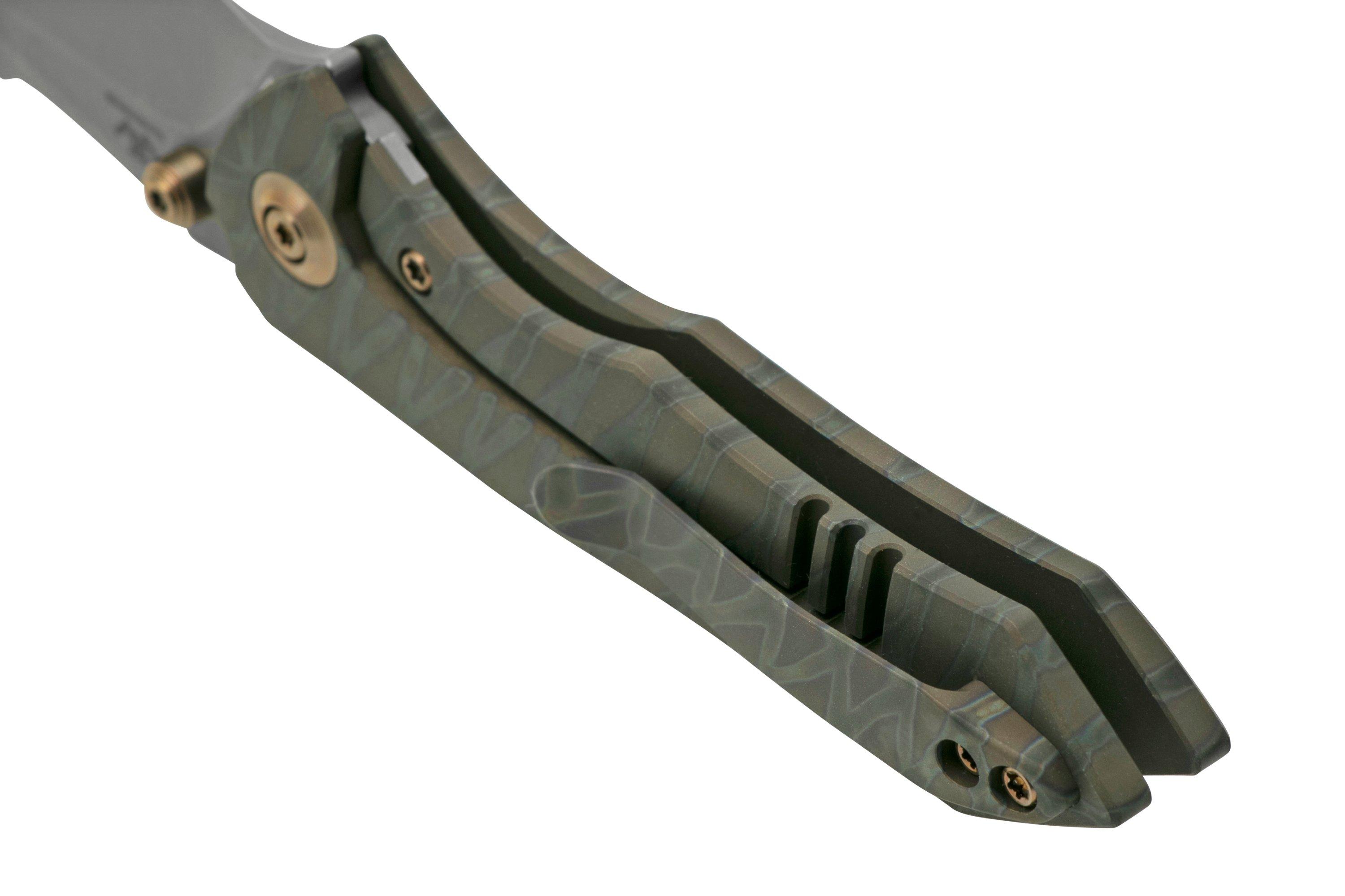 WE Knife High-Fin, WE22005-4, Tiger Stripe Titanium, Grey CPM-20CV ...