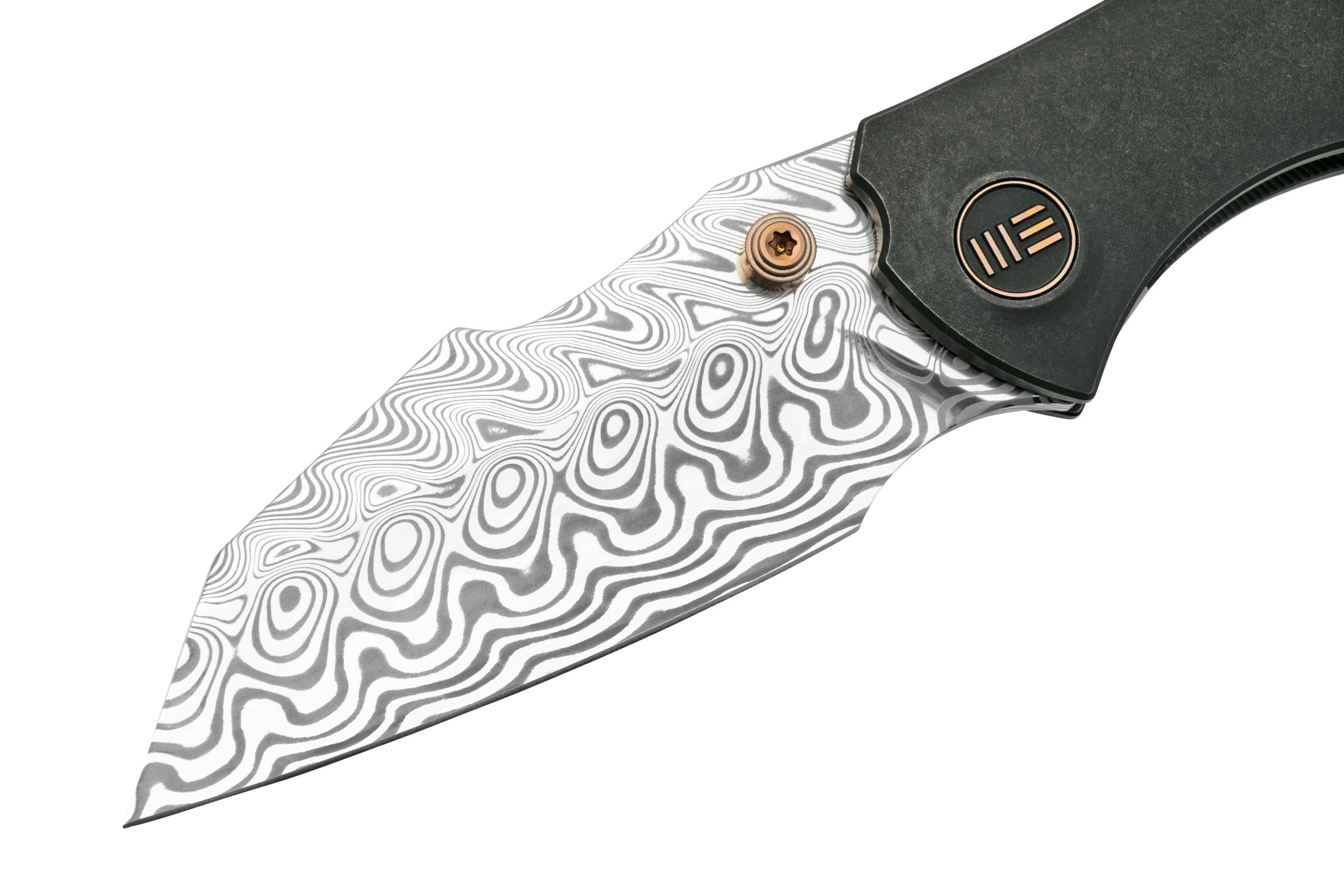 WE Knife High-Fin, WE22005-DS1, Black Titanium, Hakkapella Damasteel ...