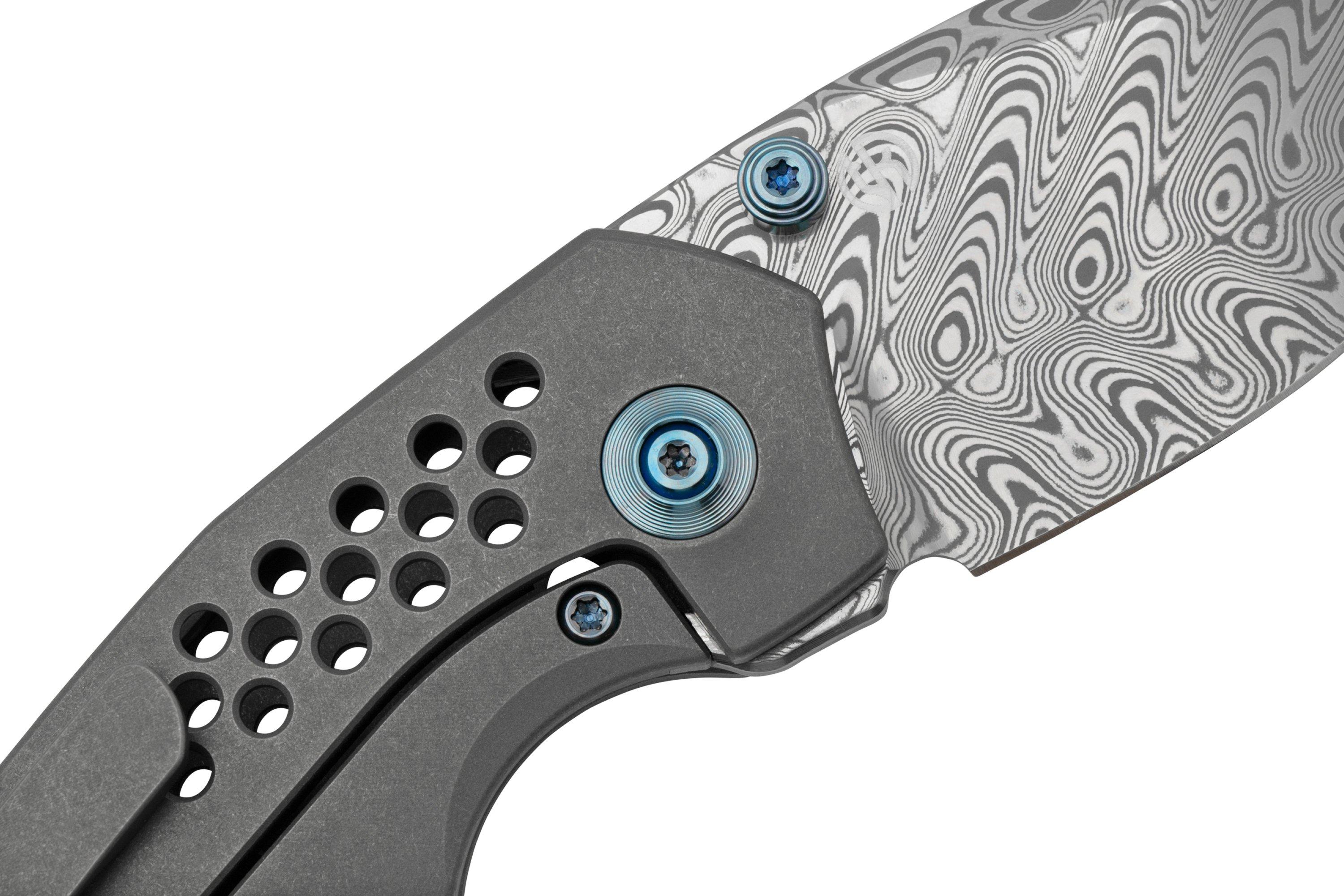 WE Knife Envisage WE22013-DS1 Gray Titanium, Hakkapella Damasteel pocket knife, Tuff Knives ...