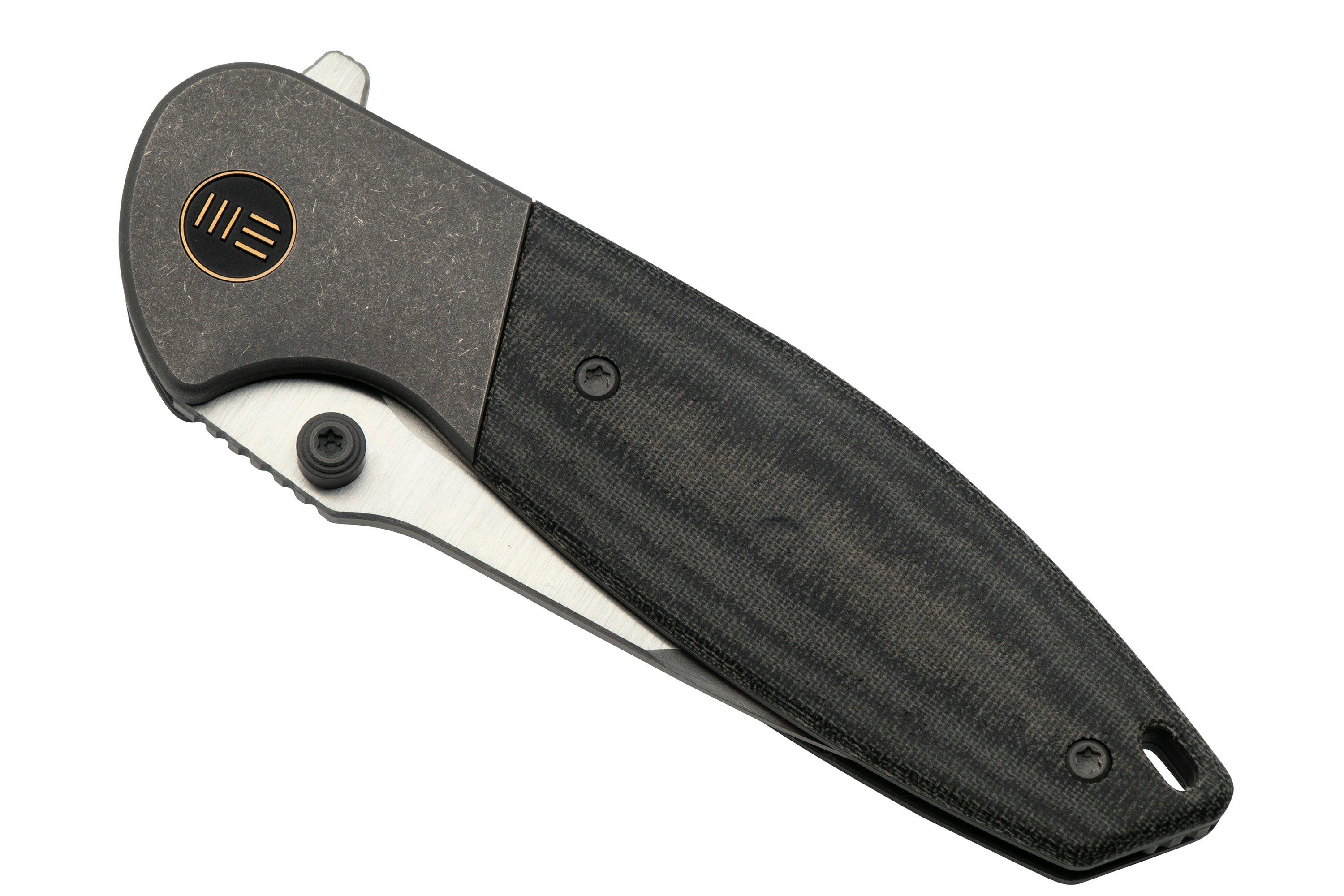 WE Knife Nitro Mini WE22015-3, Grey Titanium, Black Micarta Inlay, CPM ...