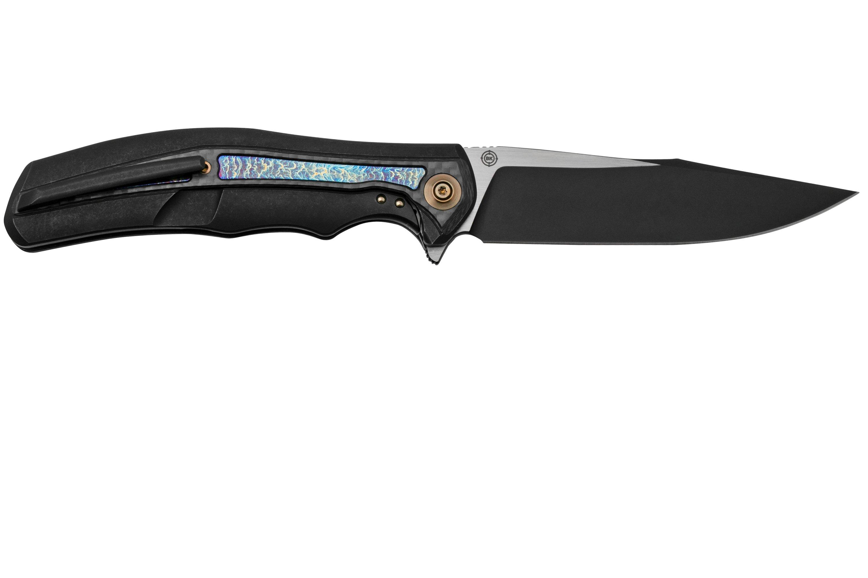 WE Knife Zonda WE22016-1 Black Titanium, Twill Carbon Fiber, Flamed ...