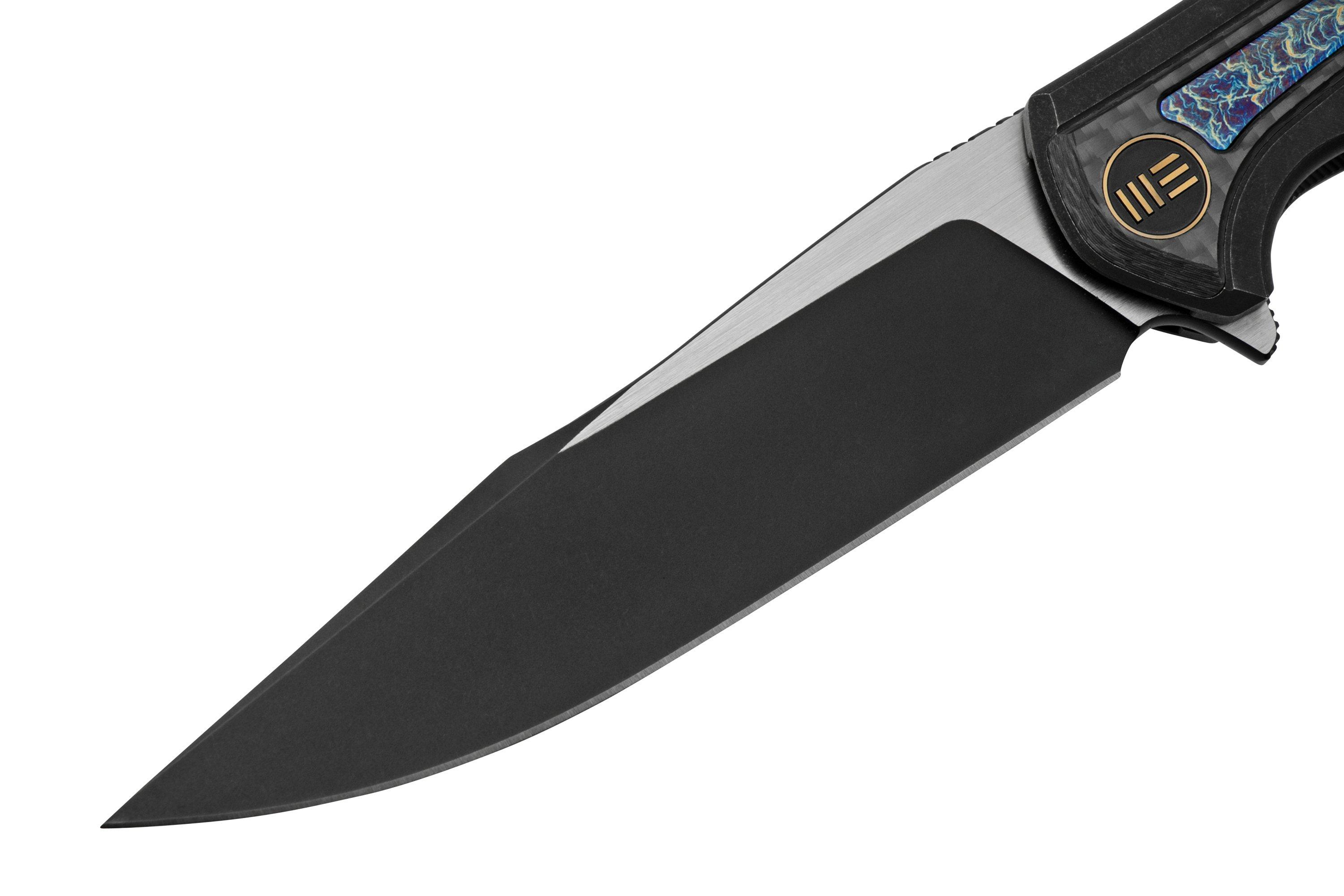 WE Knife Zonda WE22016-1 Black Titanium, Twill Carbon Fiber, Flamed ...