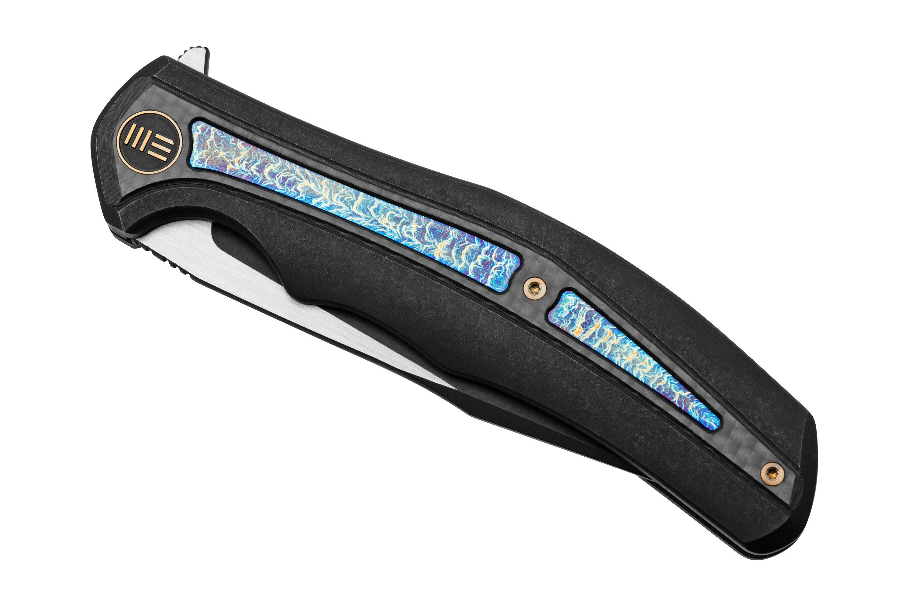WE Knife Zonda WE22016-1 Black Titanium, Twill Carbon Fiber, Flamed ...