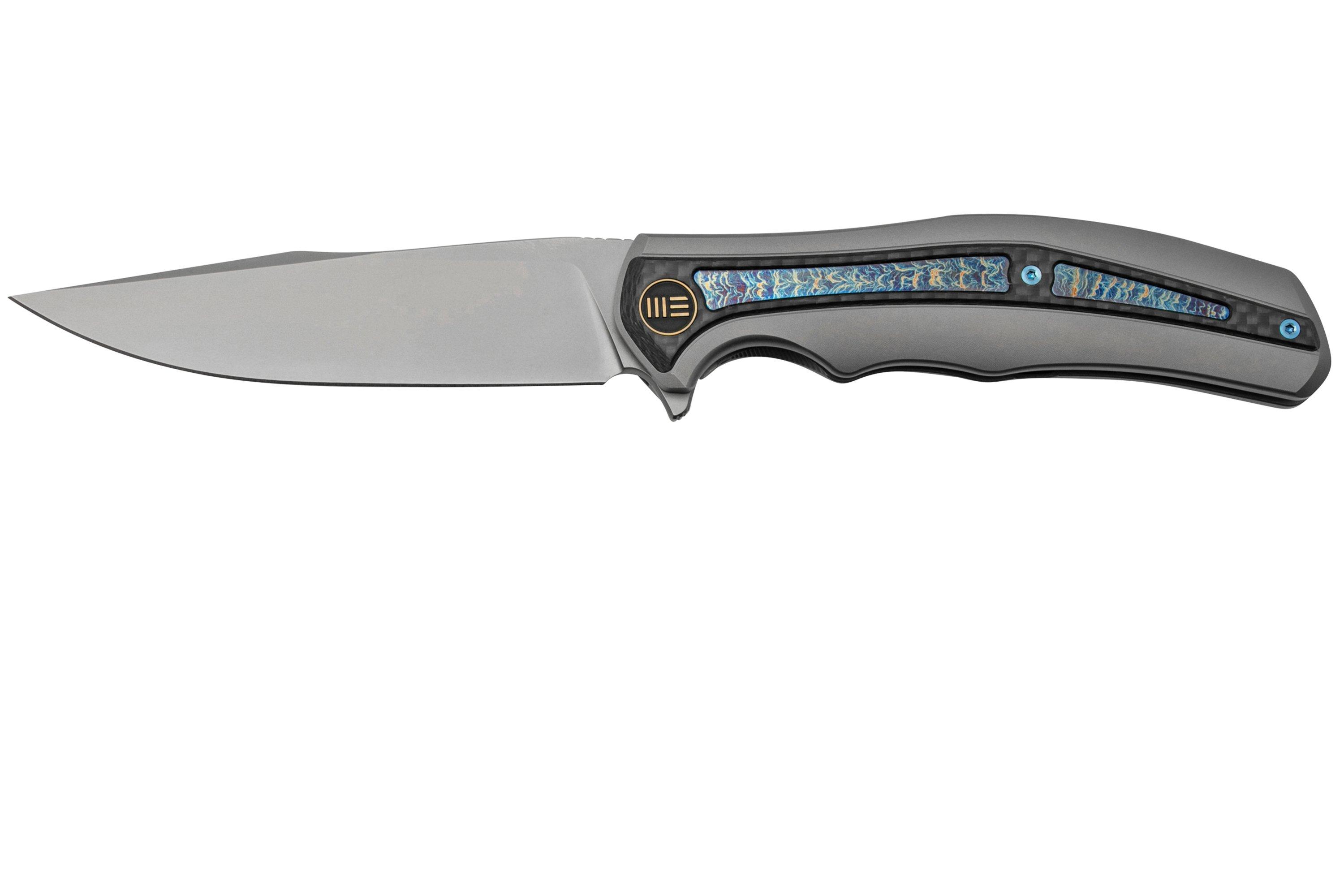 WE Knife Zonda WE22016-2 Gray Titanium, Twill Carbon Fiber Flamed ...