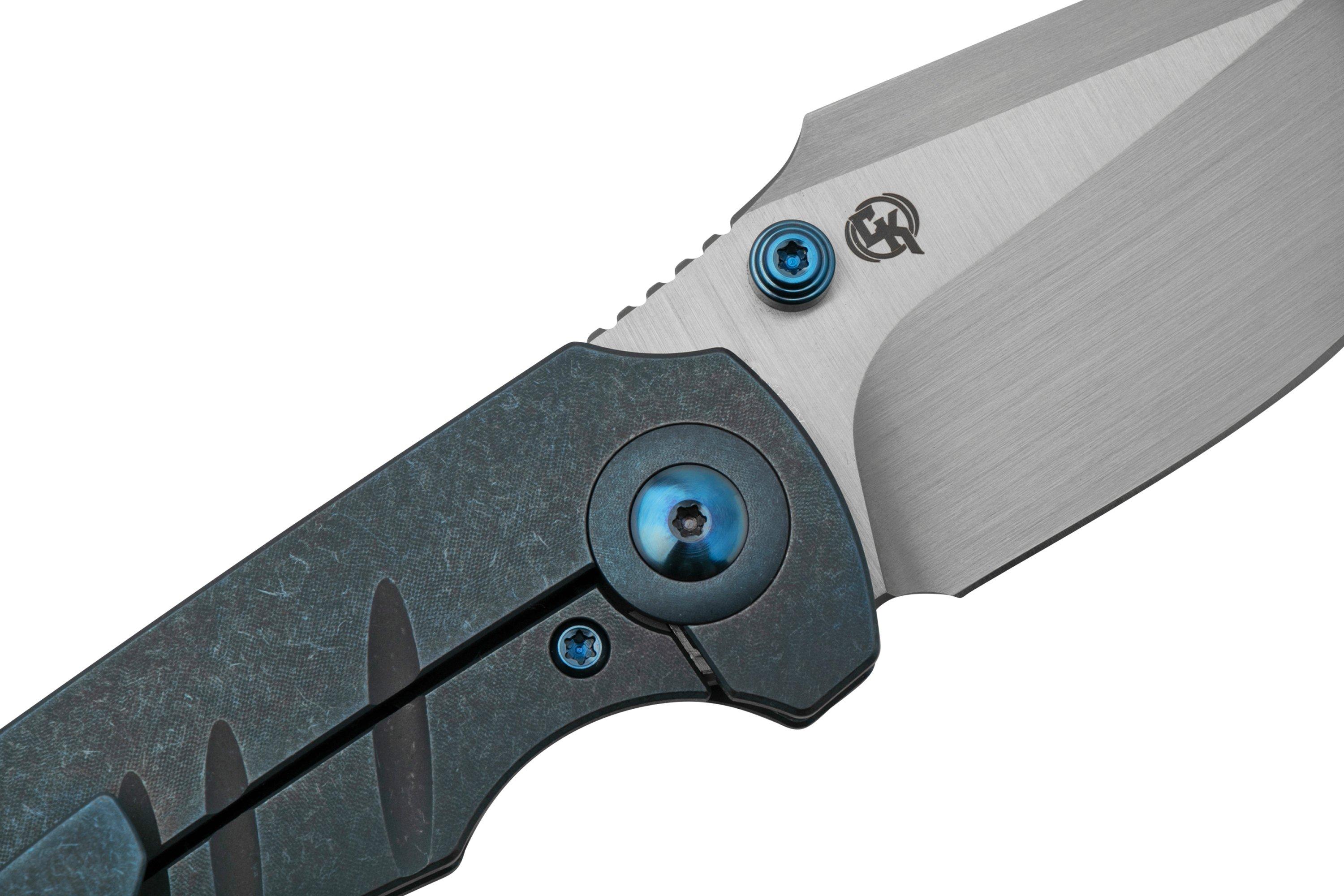 WE Knife Riff-Raff Blue Titanium, Satin CPM 20CV WE22020B-2 coltello da ...