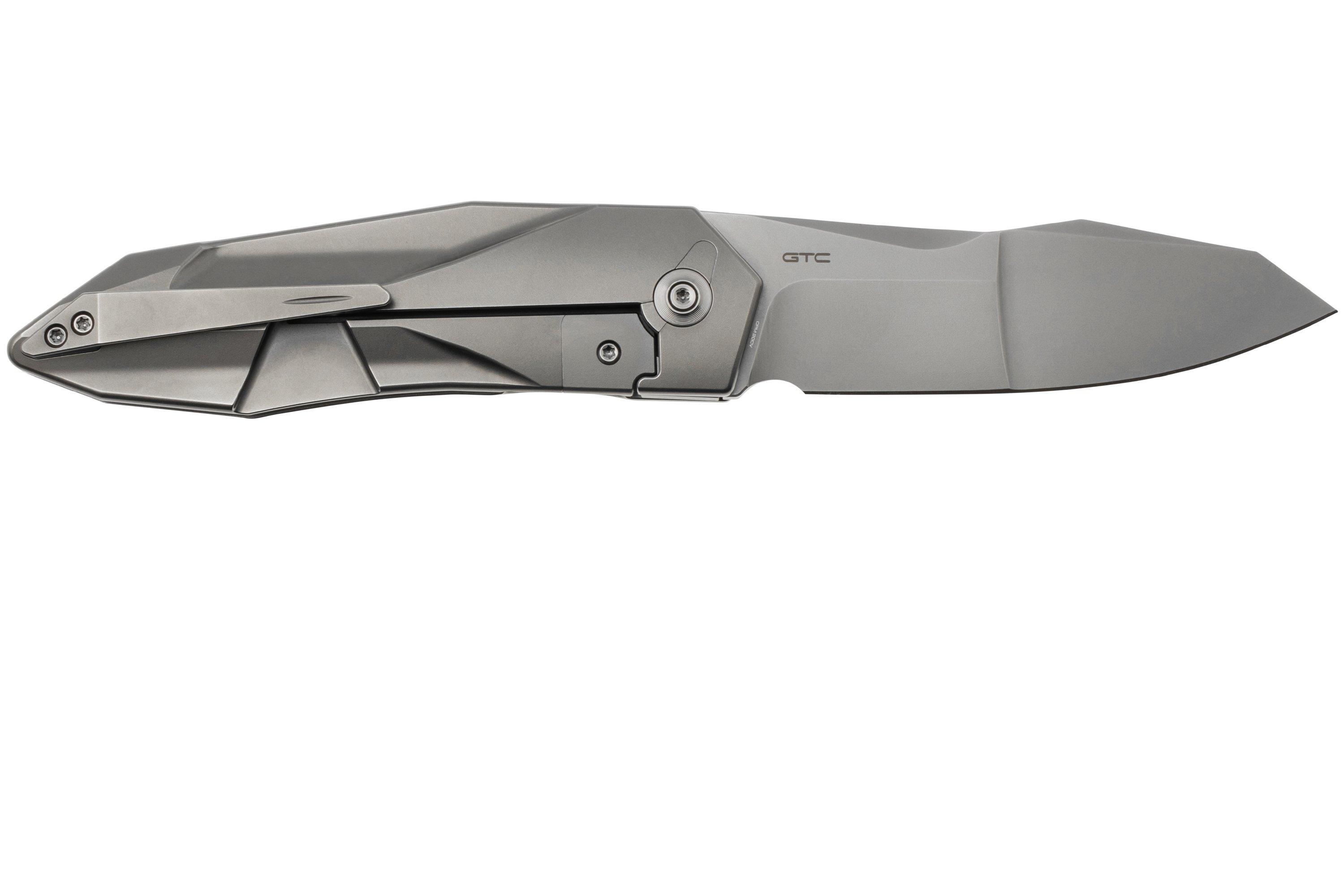 WE Knife Solid WE22028-2, CPM 20CV Bead Blasted Titanium, pocket knife ...
