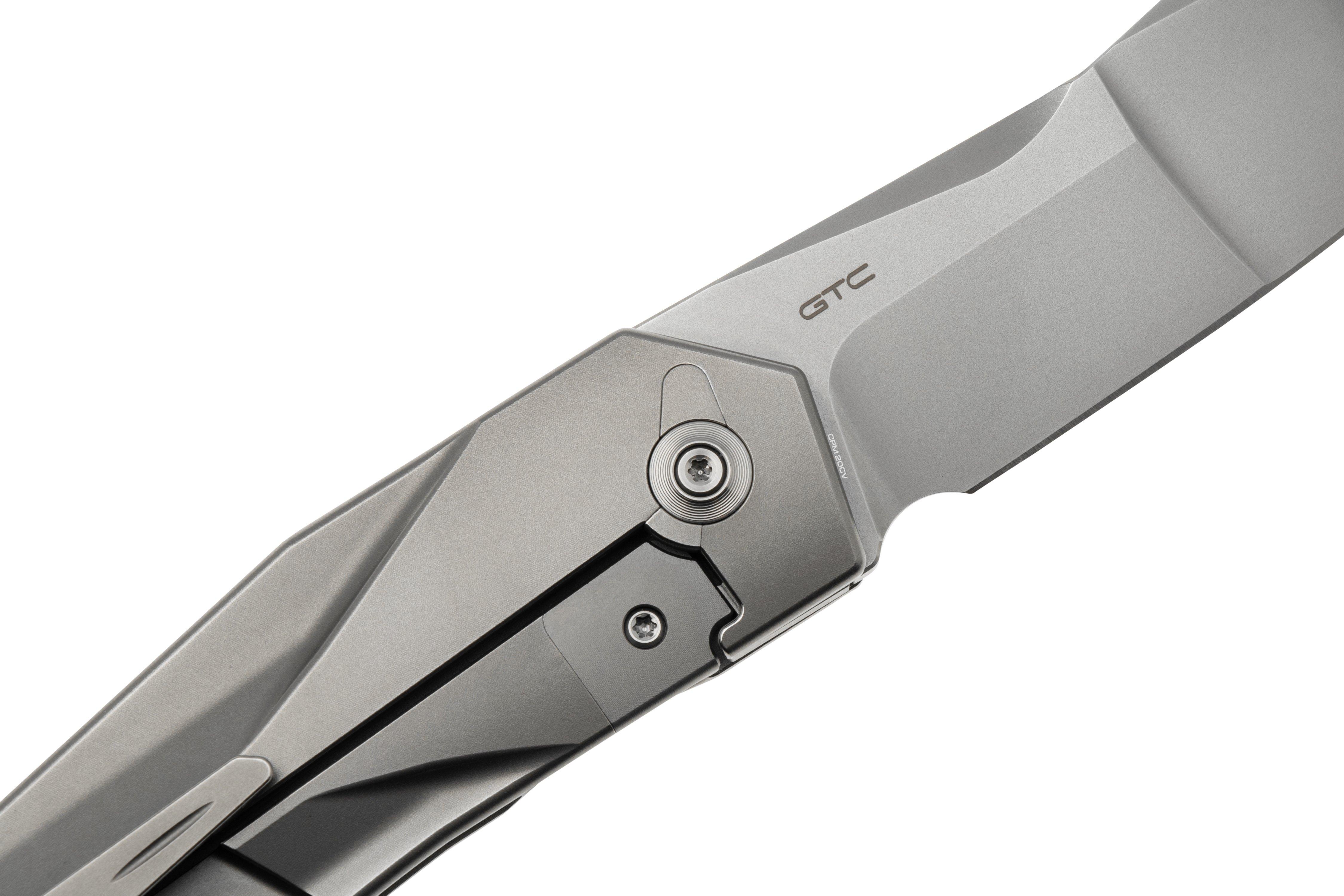 WE Knife Solid WE22028-2, CPM 20CV Bead Blasted Titanium, pocket knife ...