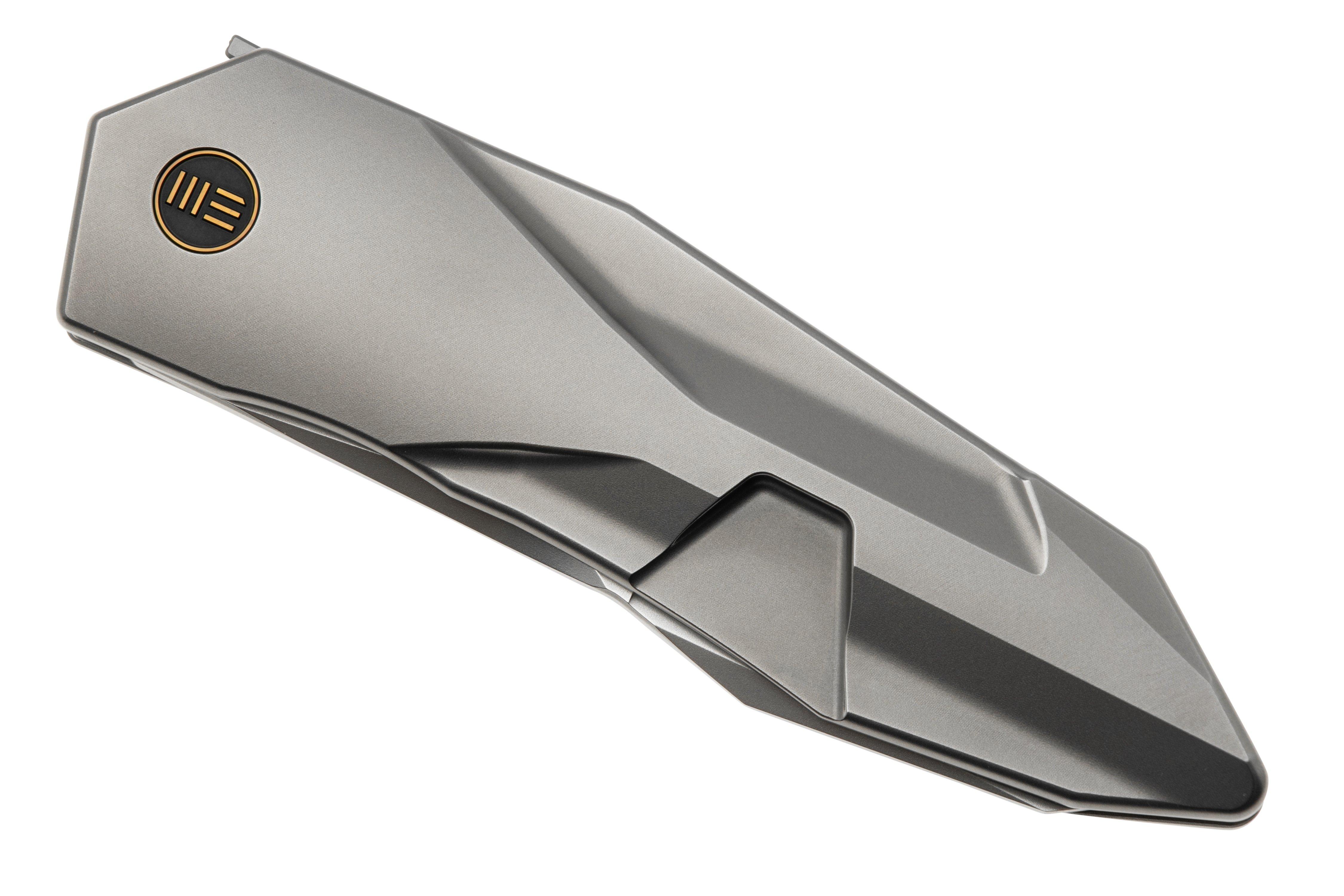 WE Knife Solid WE22028-2, CPM 20CV Bead Blasted Titanium, pocket knife ...